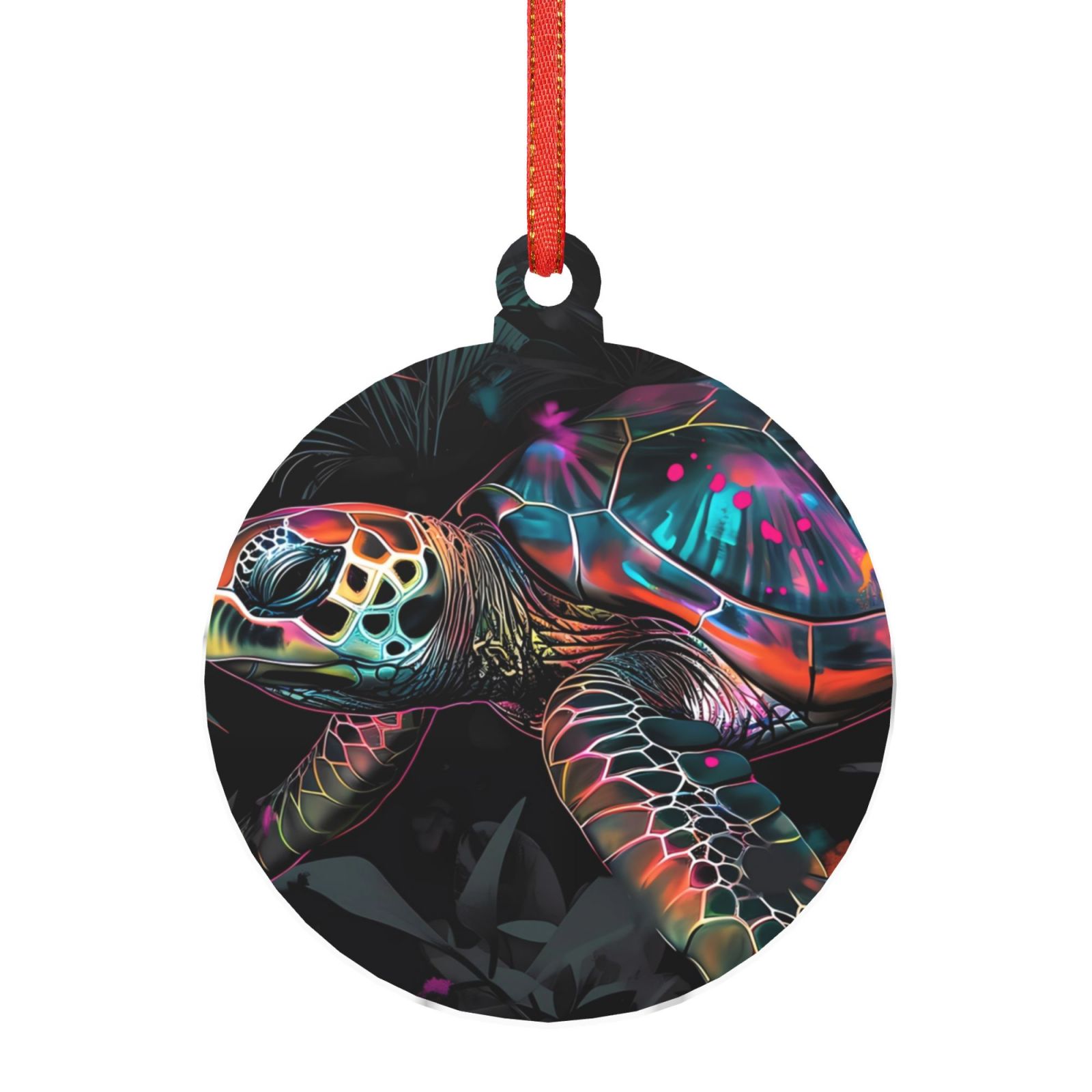 Cauagu Colorful Plant Turtle A Pattern Acrylic Christmas Pendant,1-Pack ...