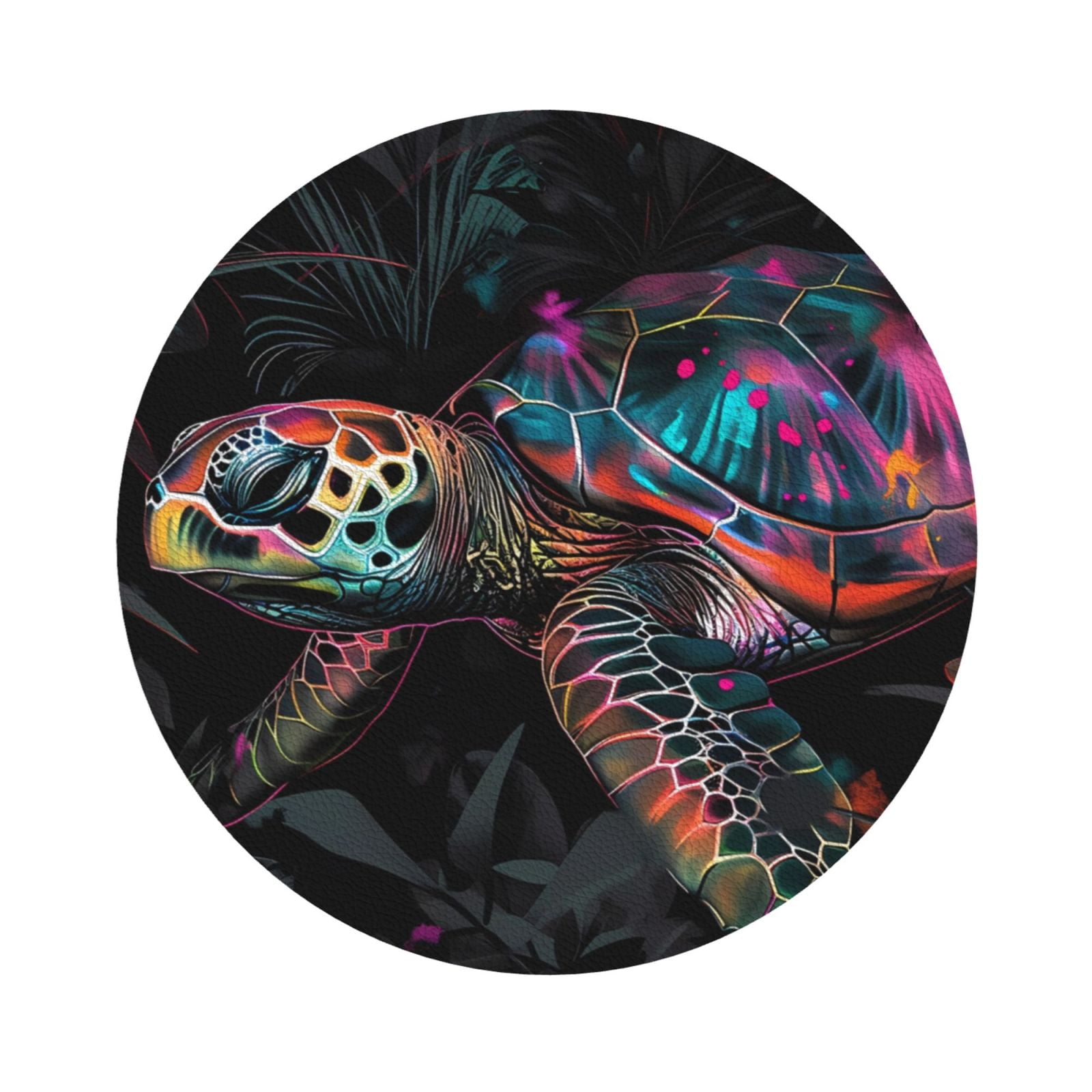 Cauagu Colorful Plant Turtle A for Round Coaster,Drink Coasters Set of ...