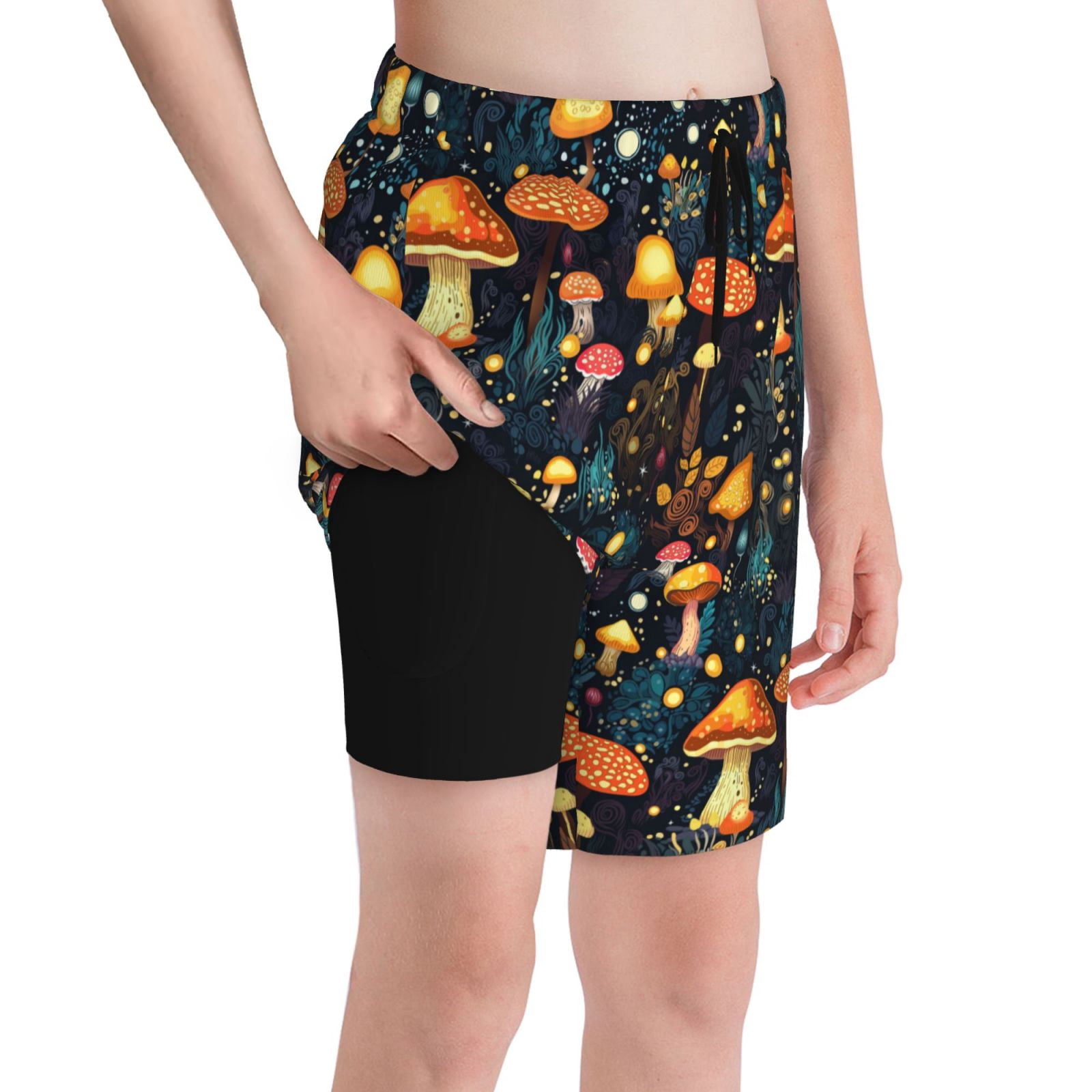 Cauagu Colorful Plants Mushroom Print Swim Trunks for Men,Youth Boys ...