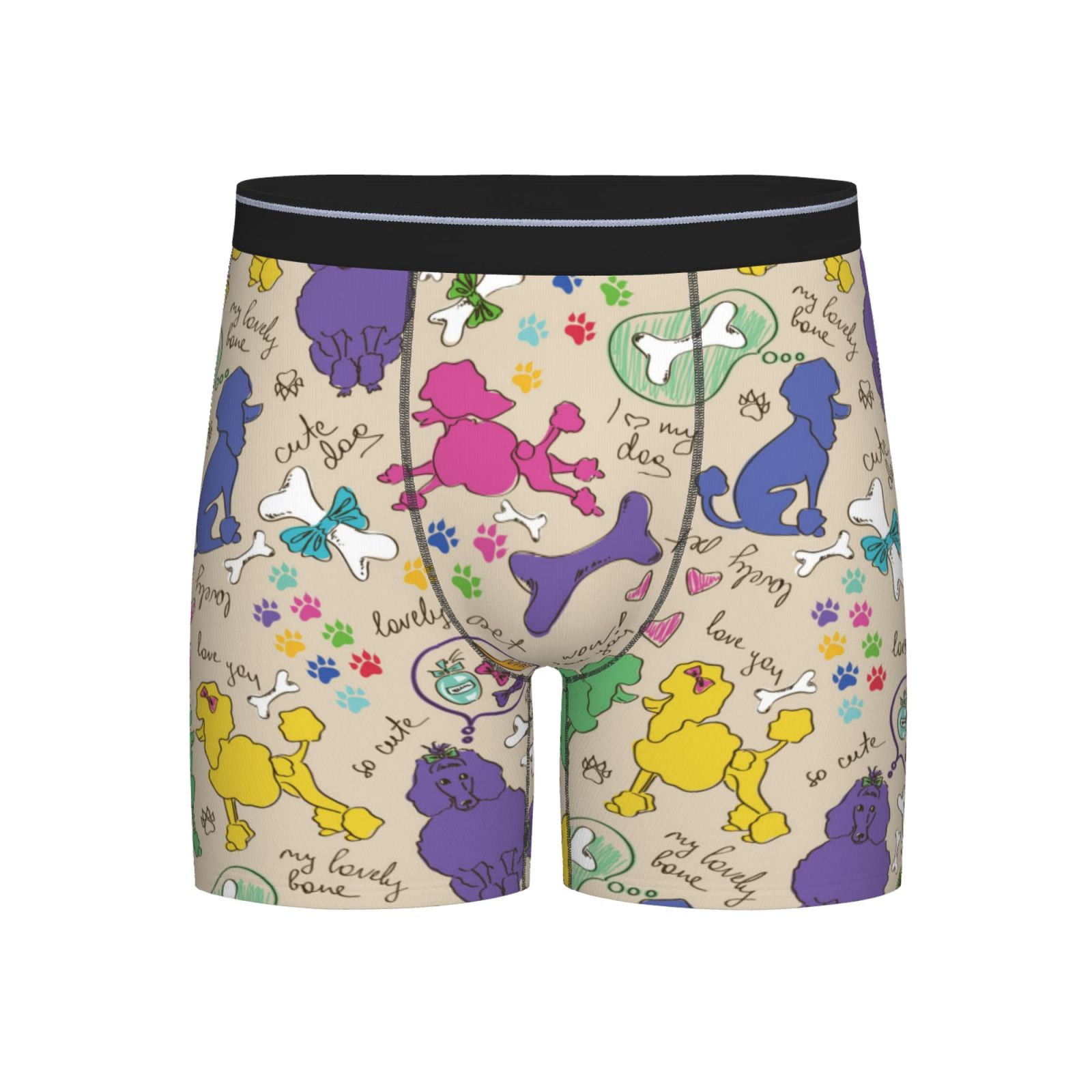 Cauagu Colorful Poodle Dog Print Men's Boxer Briefs, Funny & Cute ...