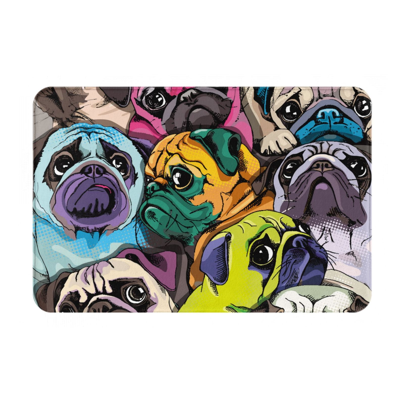 Cauagu Colorful Pug Print Front Door Mat for Indoor Entrance 16x24 ...