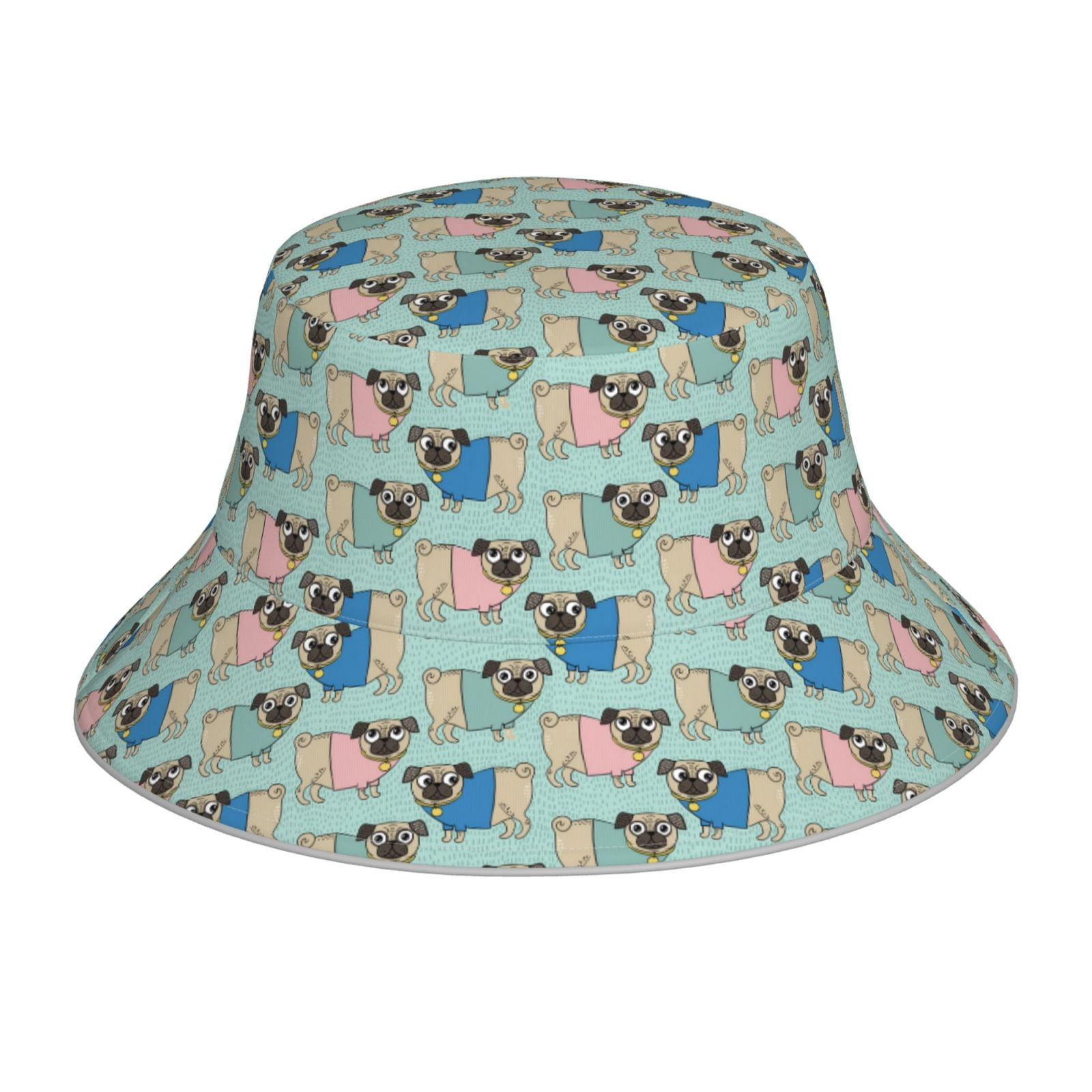 Cauagu Colorful Pugs for Unisex Bucket Hat,Outdoor Summer Beach Fishing ...