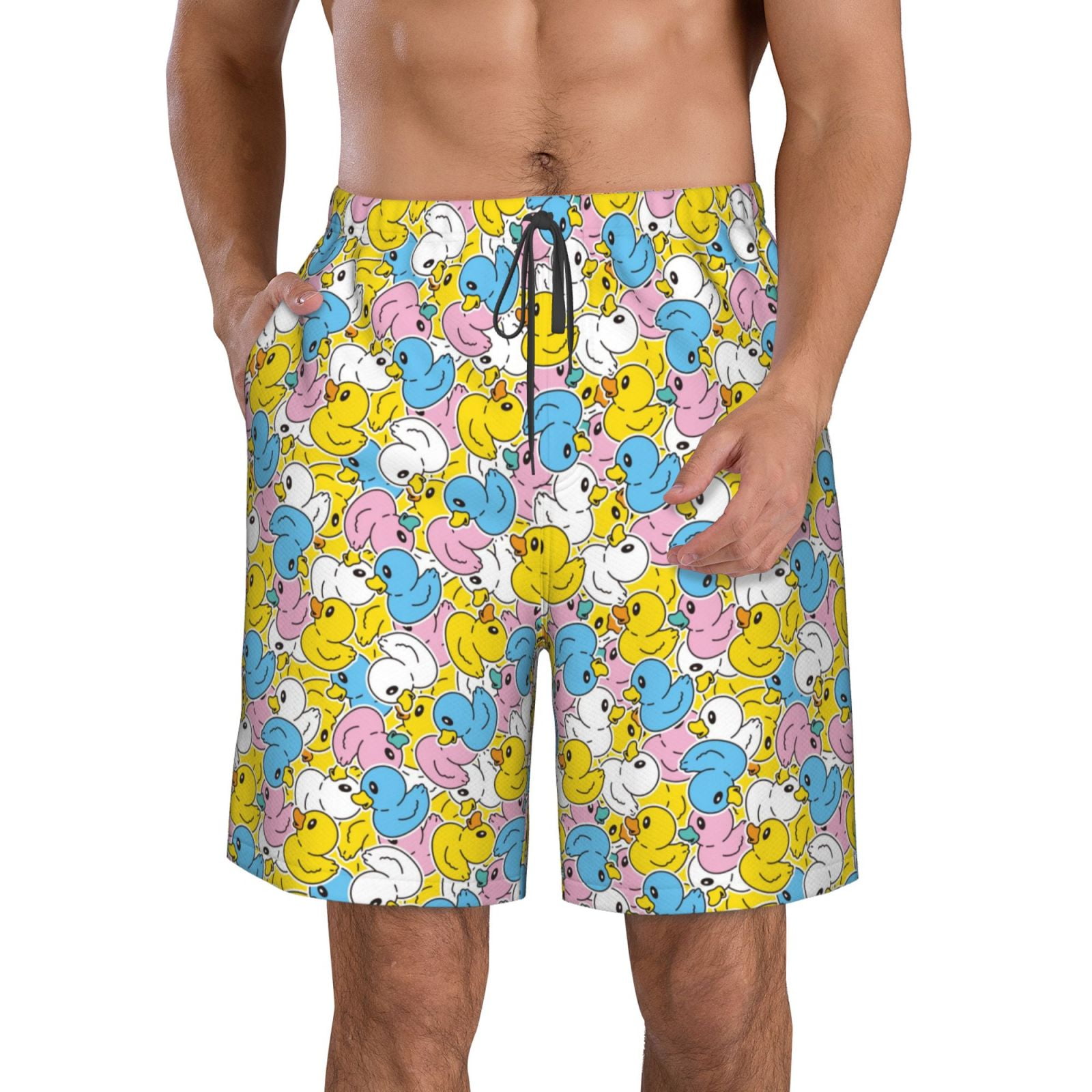 Cauagu Colorful Rubber Duck 1 Print Men's Swim Trunks,Hawaiian Bathing ...