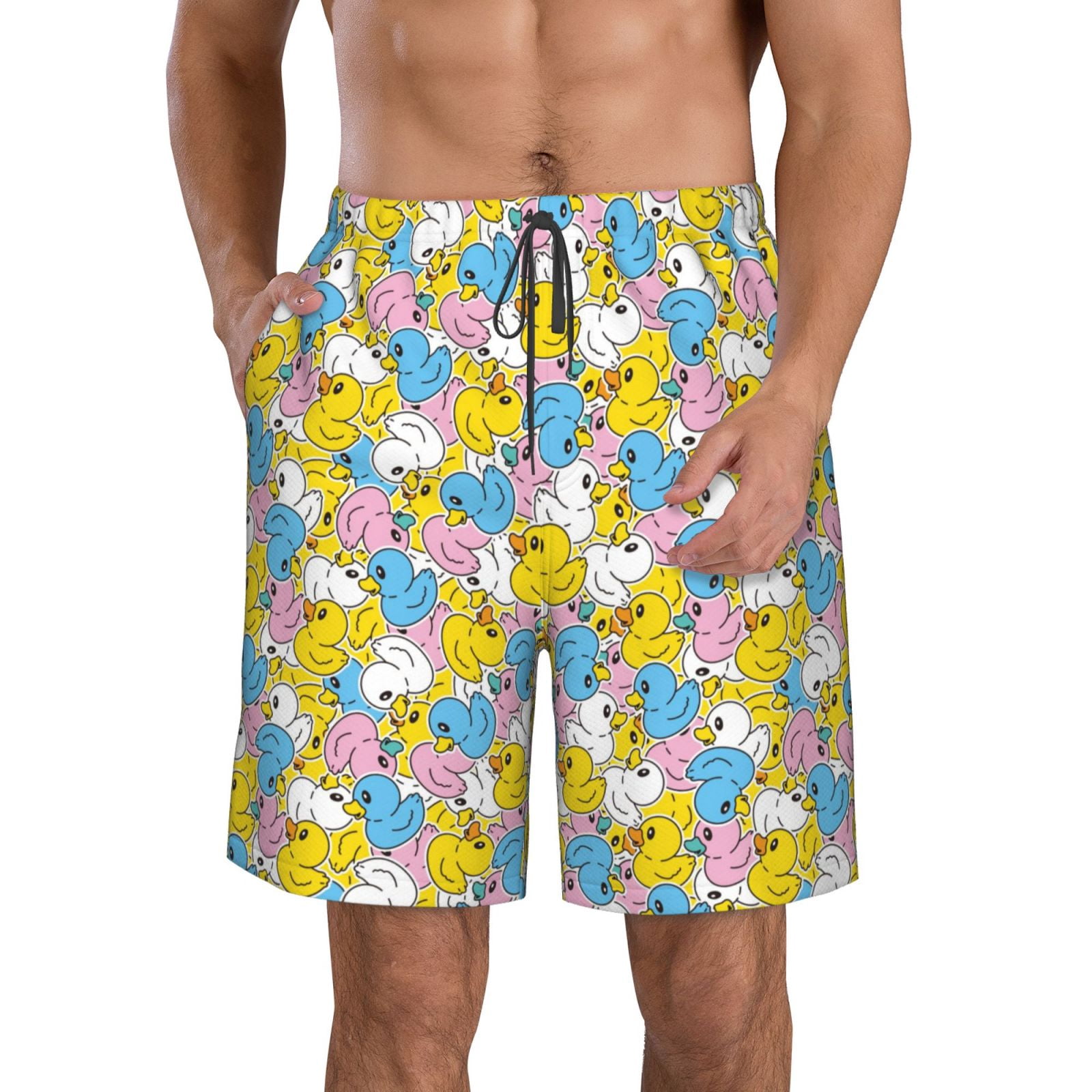 Cauagu Colorful Rubber Duck 1 Print Men's Swim Trunks,Hawaiian Bathing ...