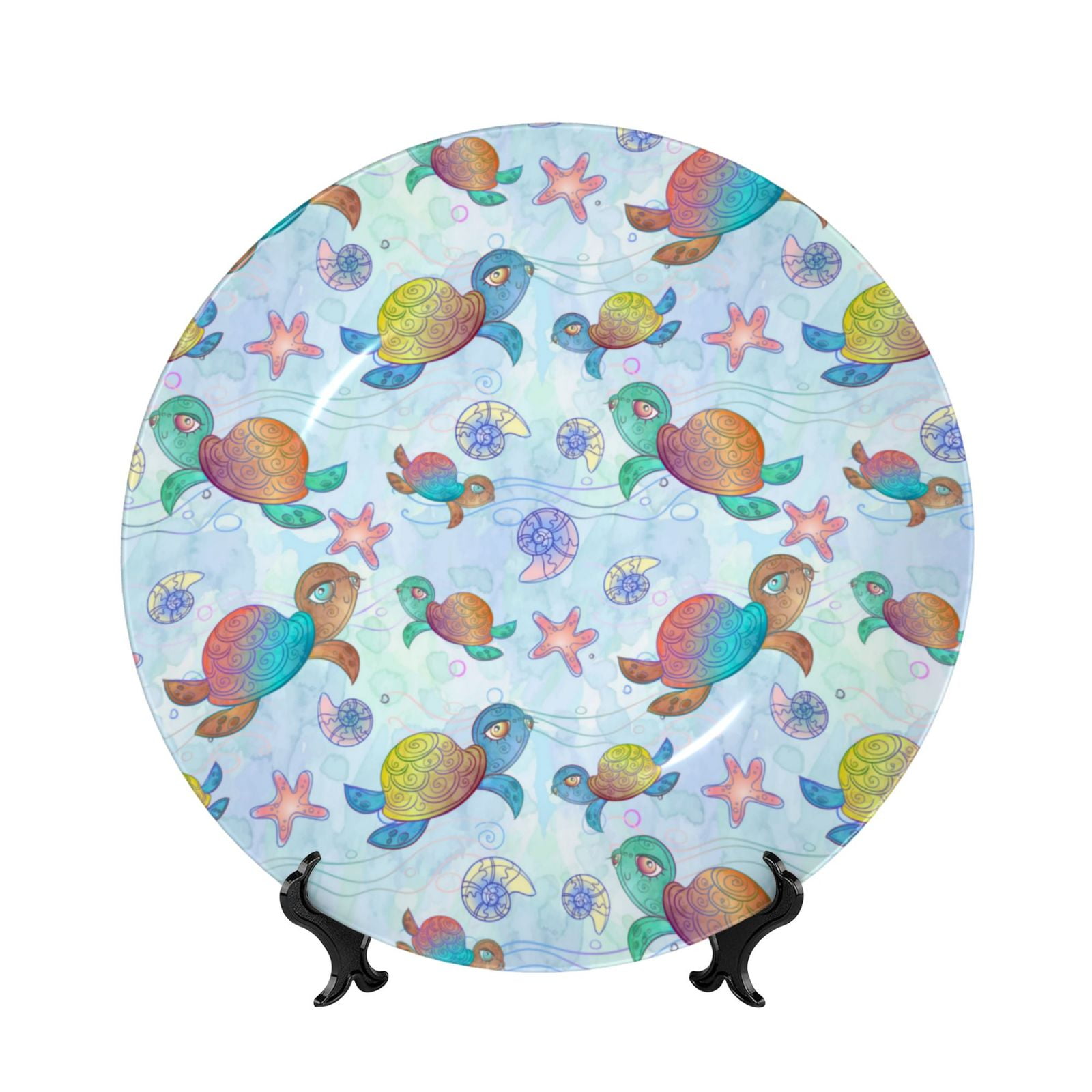 Cauagu Colorful Sea Turtle Print Bone China Decorative Plate, Wall ...
