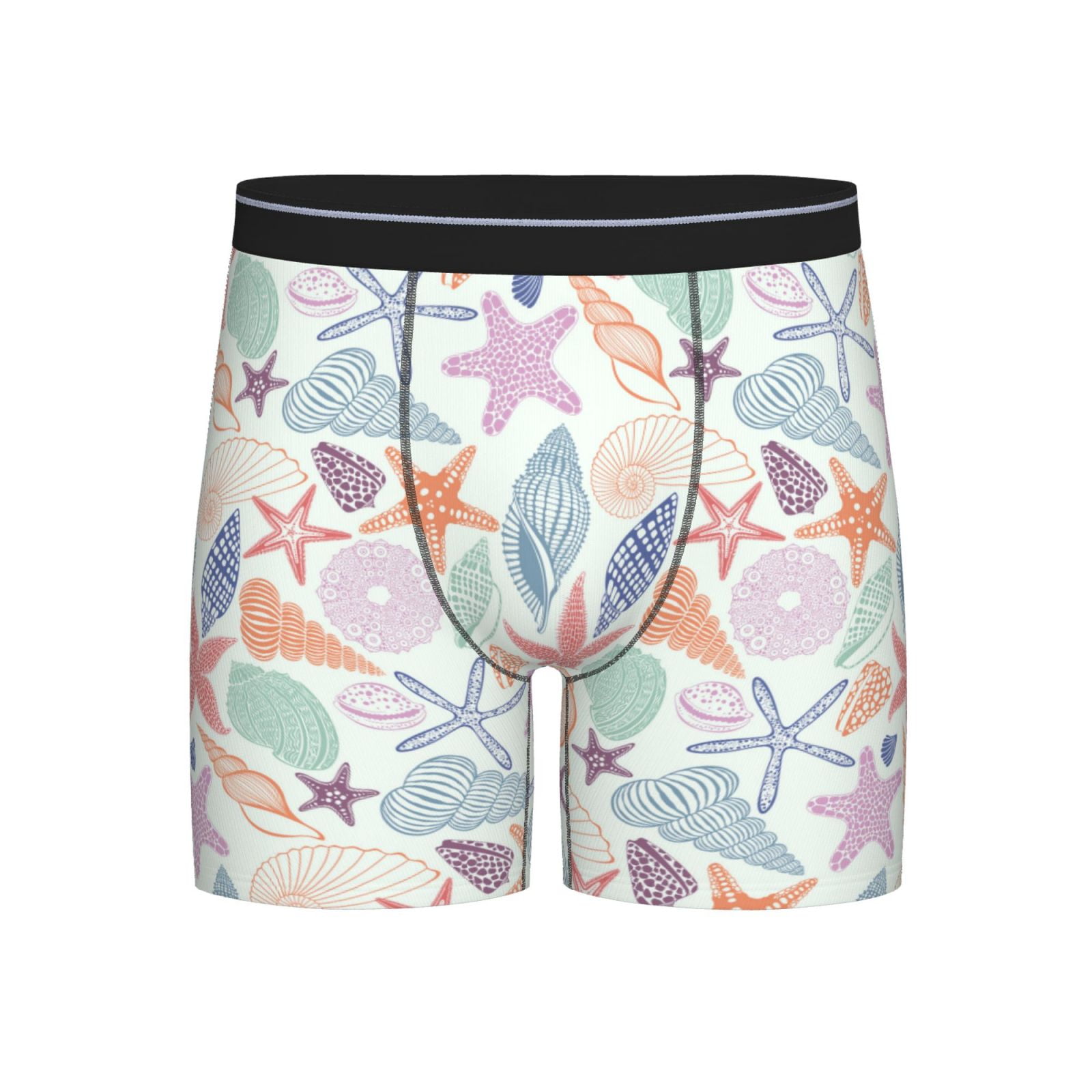 Cauagu Colorful Seashells Print Men's Boxer Briefs, Funny & Cute ...
