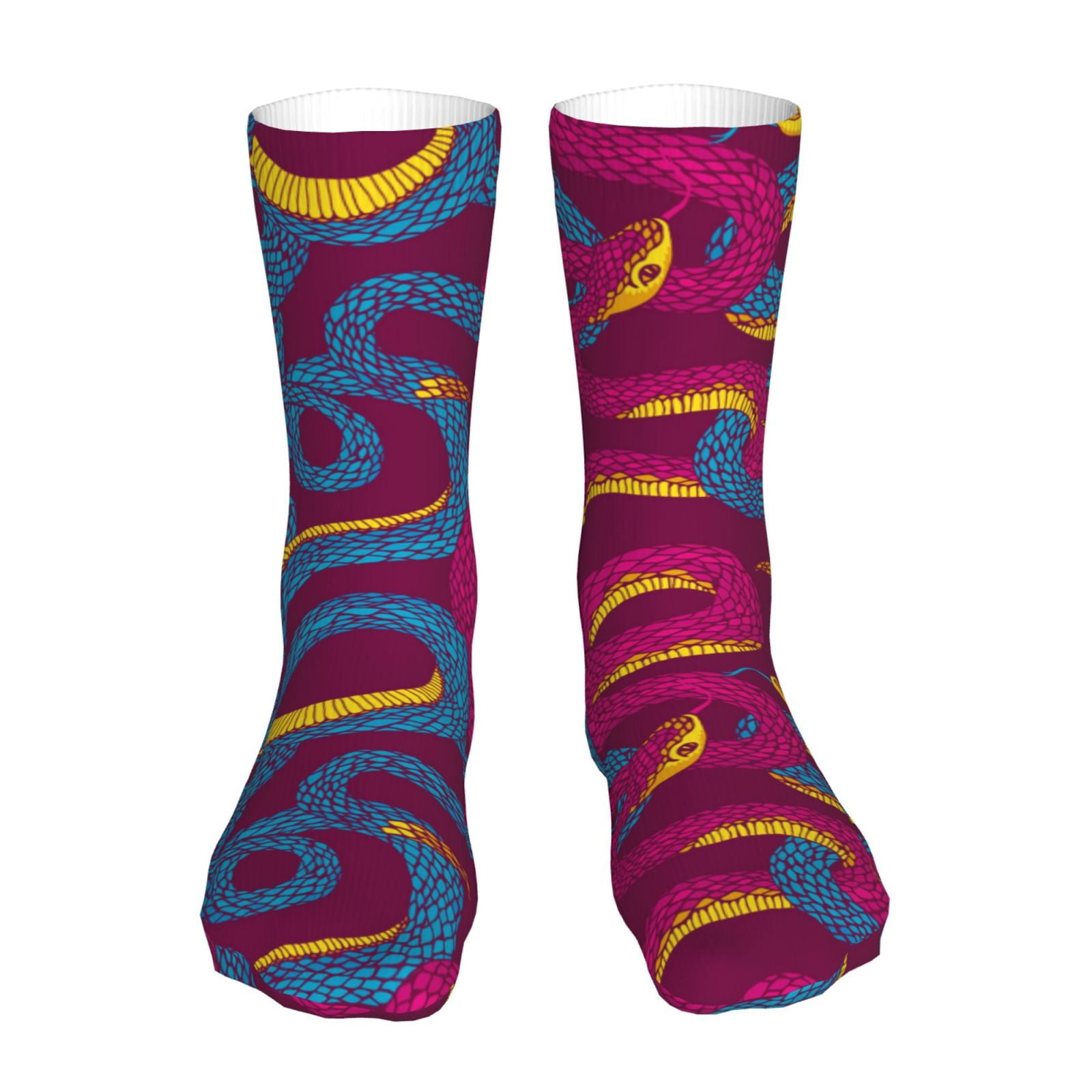 Cauagu Colorful Snake Pattern Fun Novelty Crew Socks,Casual Athletic ...