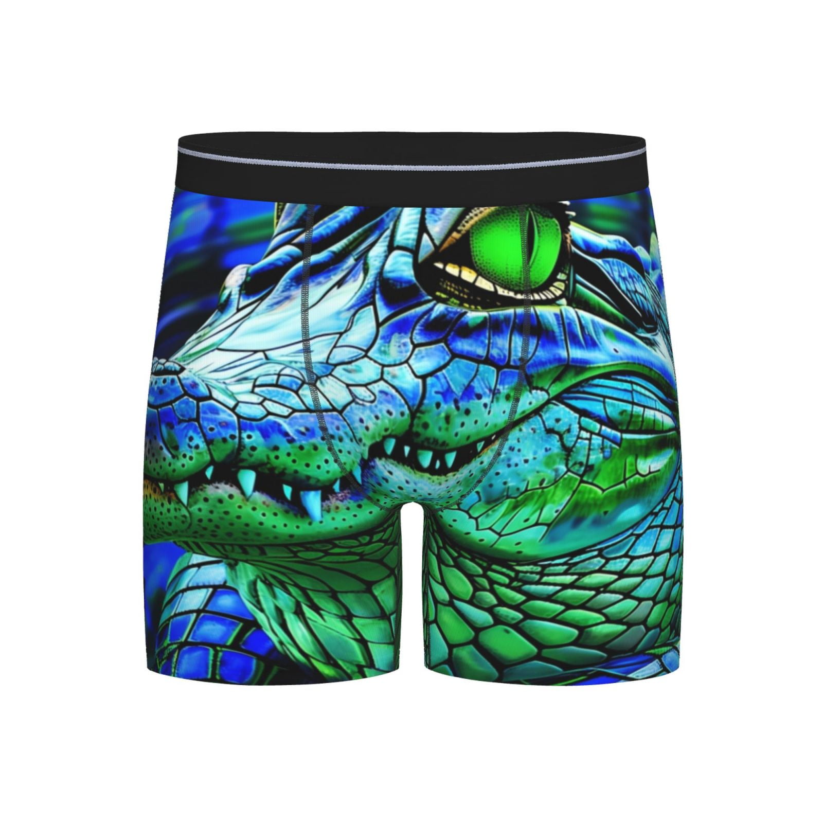 Cauagu Colorful Stained Glass Crocodile Print Men's Boxer Briefs, Funny ...