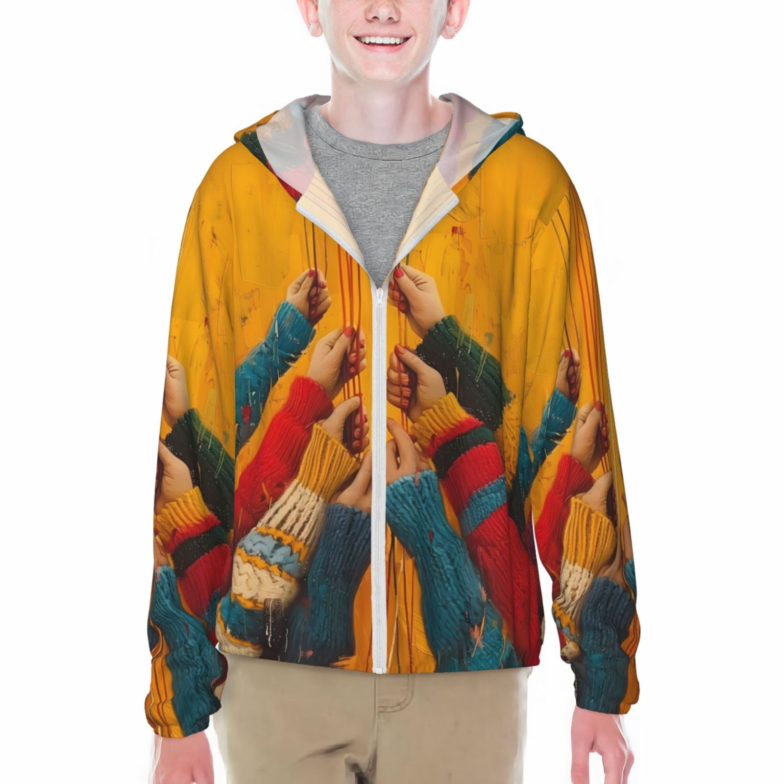 Cauagu Colorful Sweaters And Strings Print Sun Protection Jacket for ...