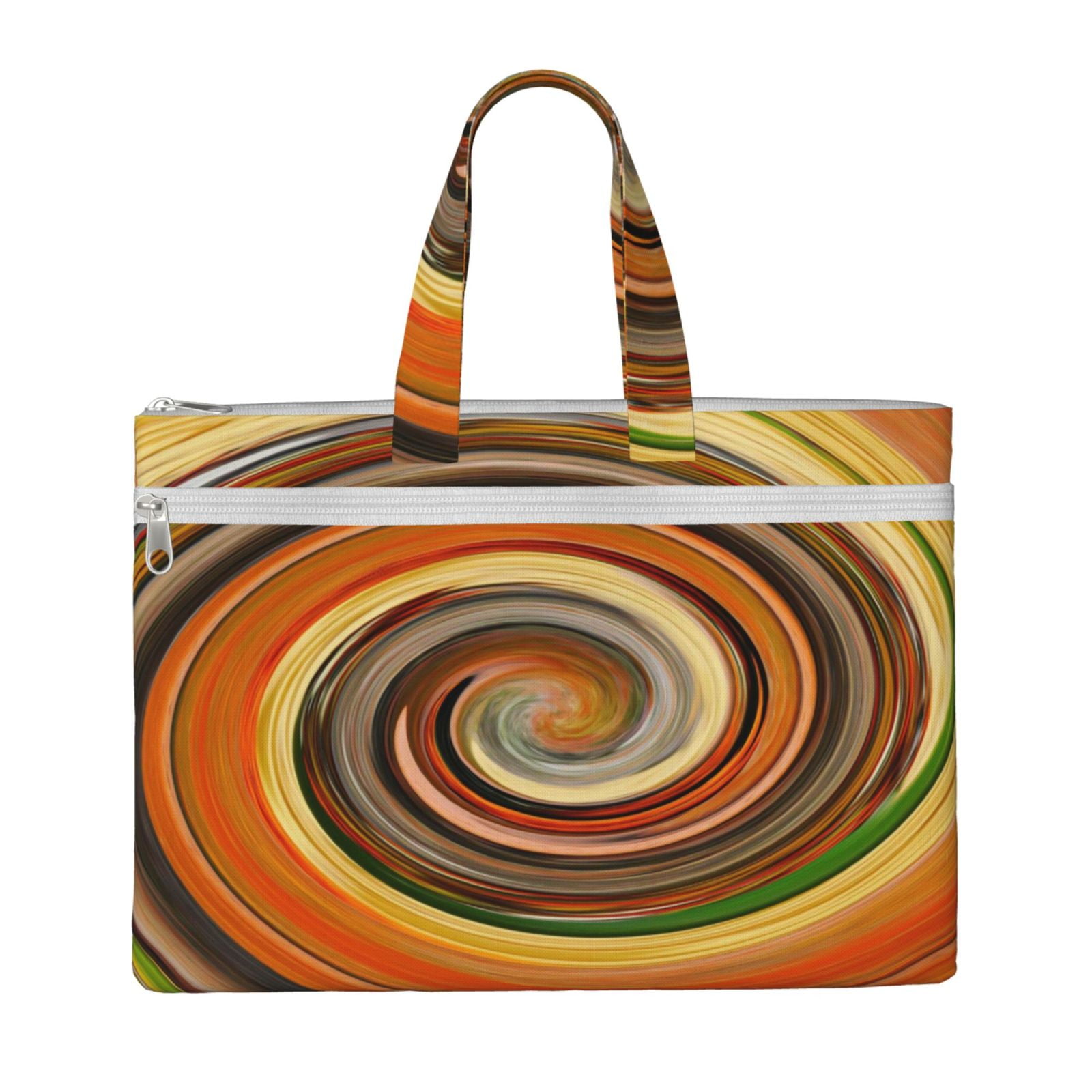 Cauagu Colorful Swirl Pattern Canvas Tote File Bag, Zipper Tote Bag ...