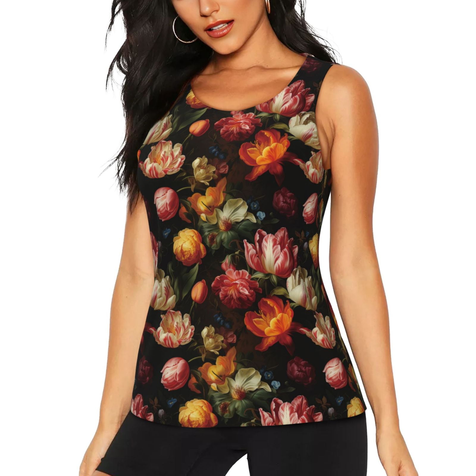 Cauagu Colorful Tulips for Women's Workout Tank Tops Sleeveless Running ...