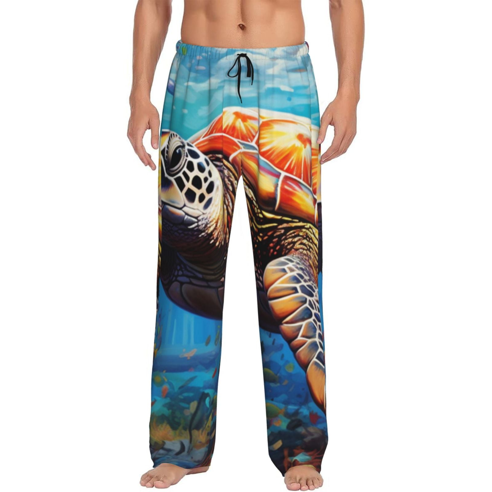Cauagu Colorful Underwater Sea Turtle Mens Pajama Pants Sleep & Lounge ...