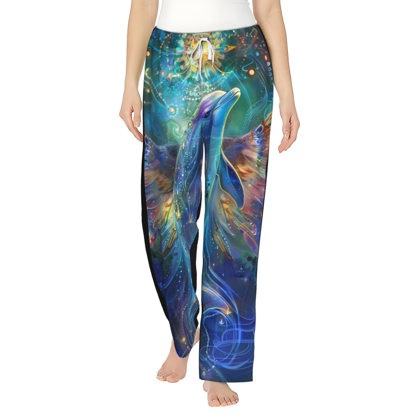 Cauagu Colorful Winged Dolphin Pajama Pants for Women Loose Fit Wide ...
