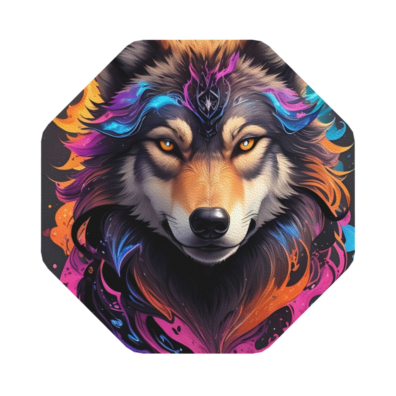 Cauagu Colorful Wolf Head for Round Coaster,Drink Coasters Set of 4 ...