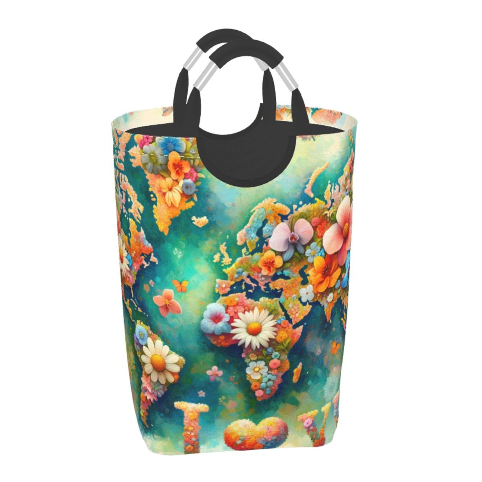 Cauagu Colorful World Map Print Hamper Basket Bin,Extra Large Dirty ...