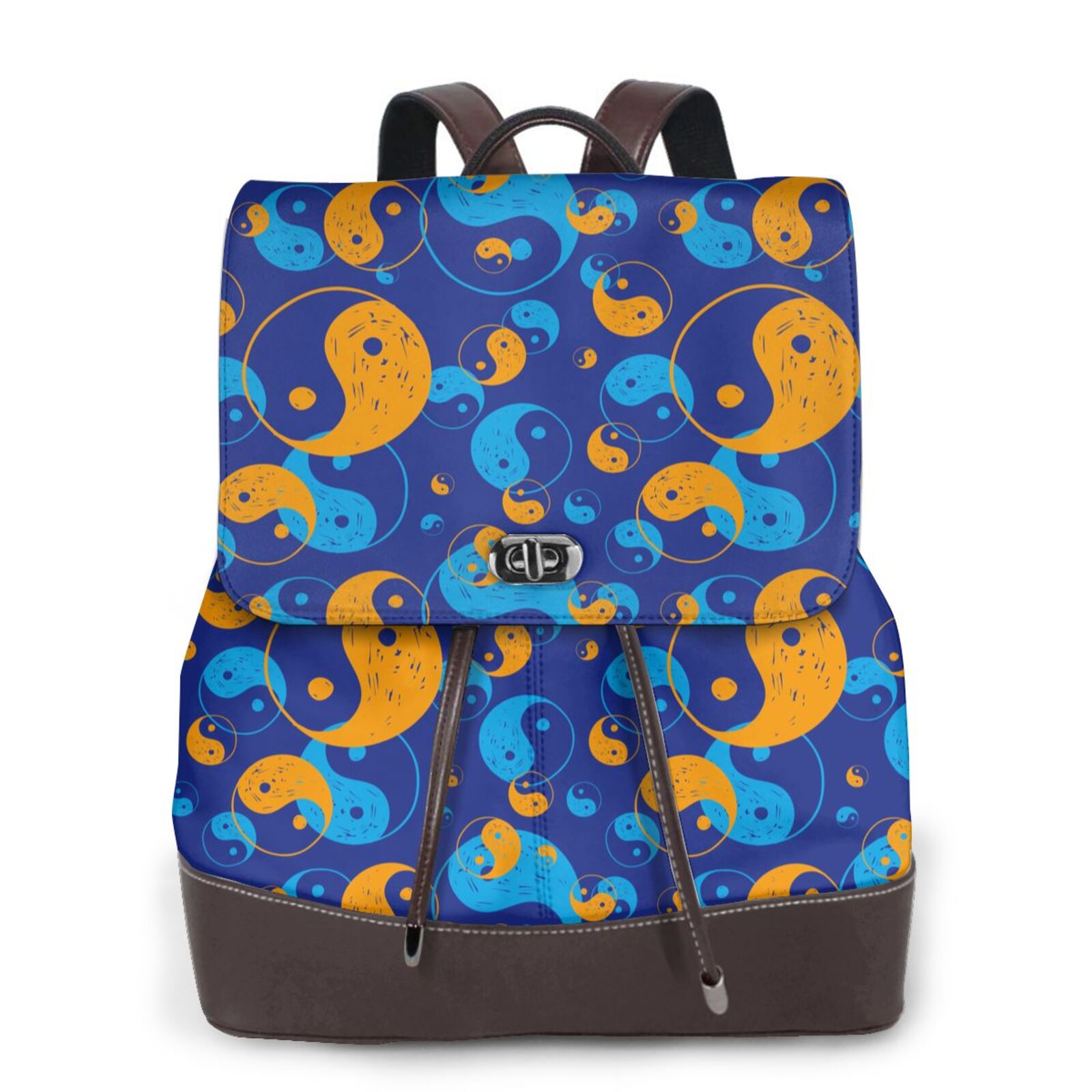 Cauagu Colorful Yin Yang Print Women's PU Leather Backpack,Fashion ...