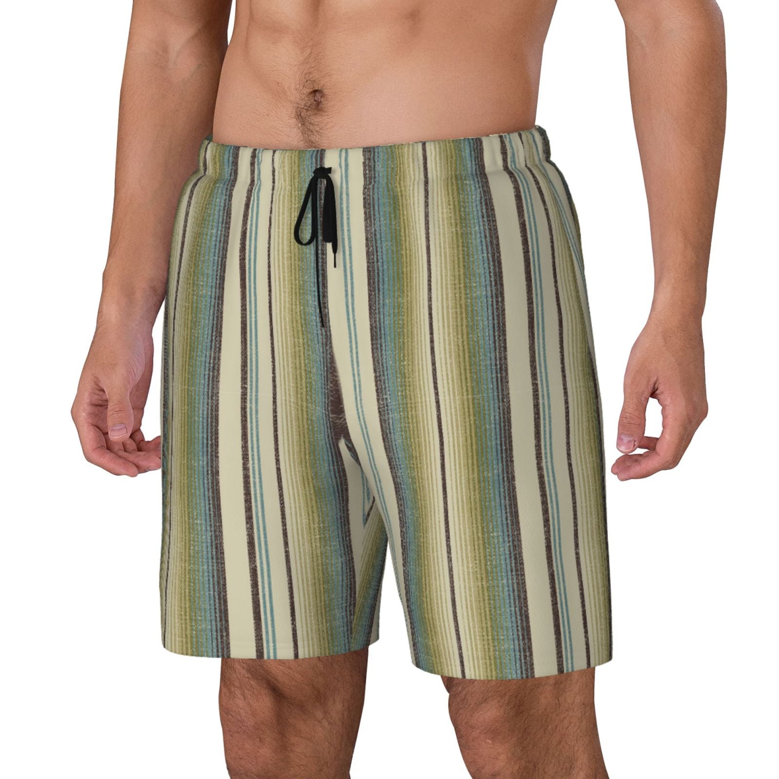 Cauagu Colourful stripes Print Mens Swim Trunks Quick Dry Board Shorts ...