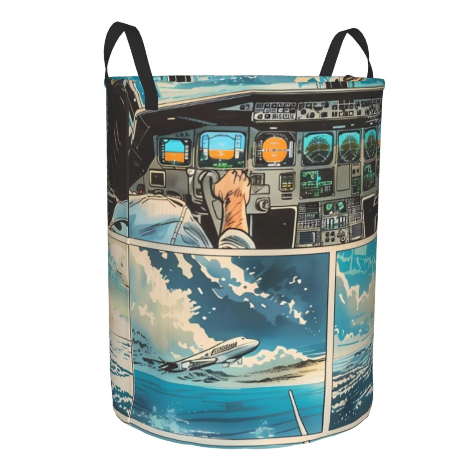 Cauagu Comic Airplane Cockpit Illustration for Laundry Basket ...