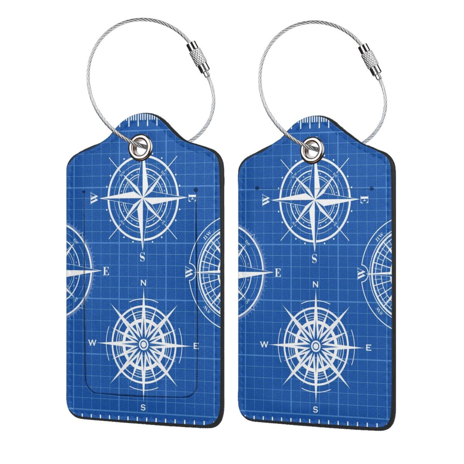 Cauagu Compass Pattern Luggage Tags,Leather Luggage Tags Personalized ...