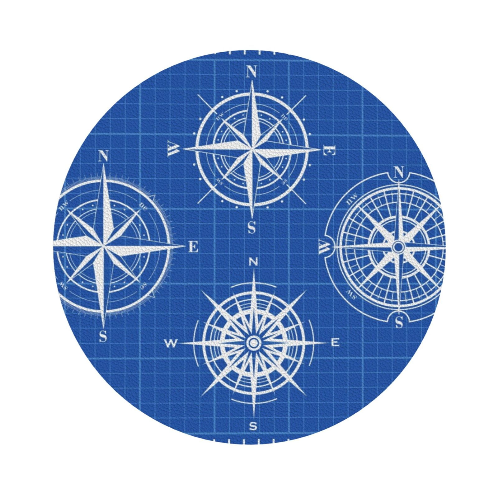 Cauagu Compass for Round Coaster,Drink Coasters Set of 4 Leather Bar ...