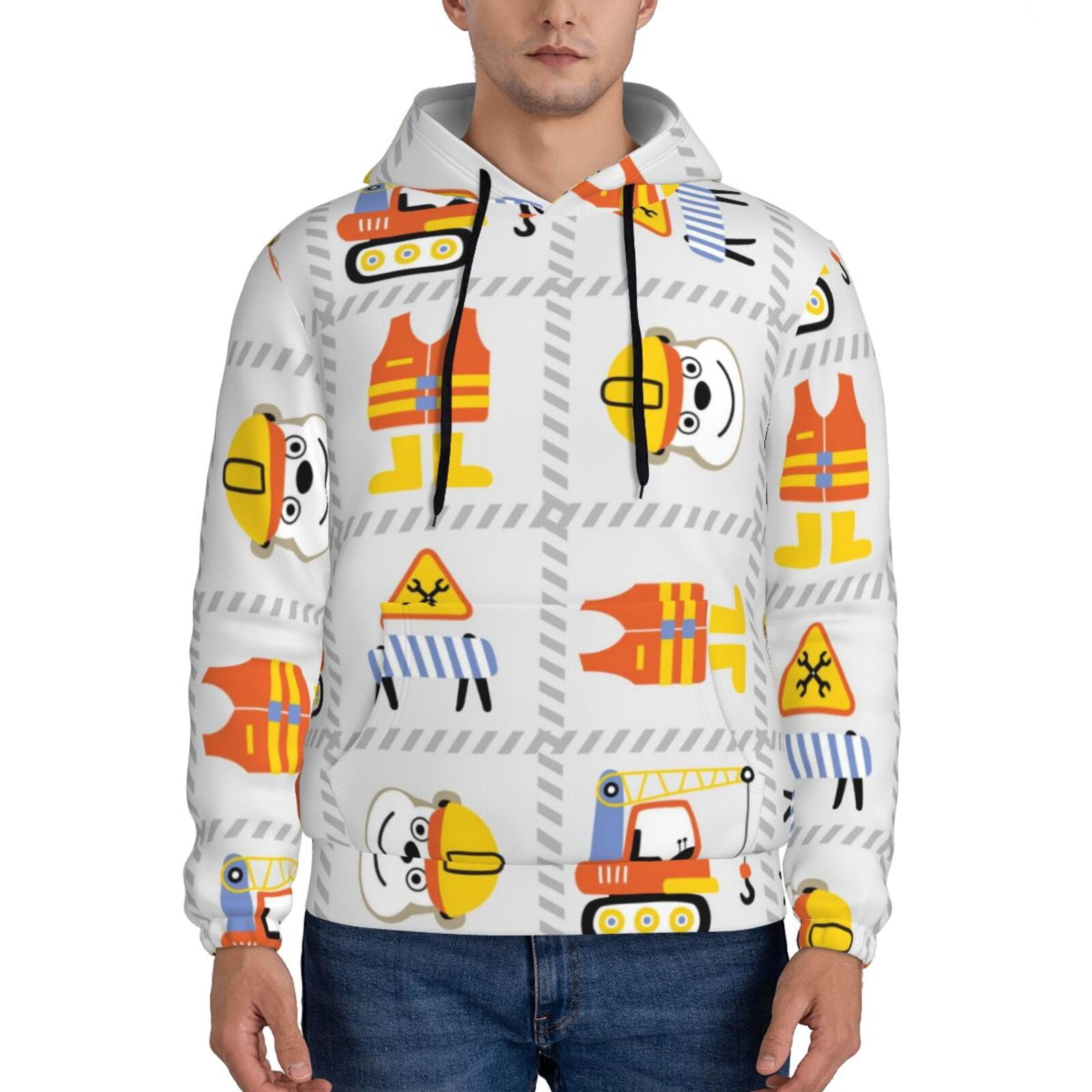 Cauagu Construction Equipments Worker for Men's Pullover Hooded ...