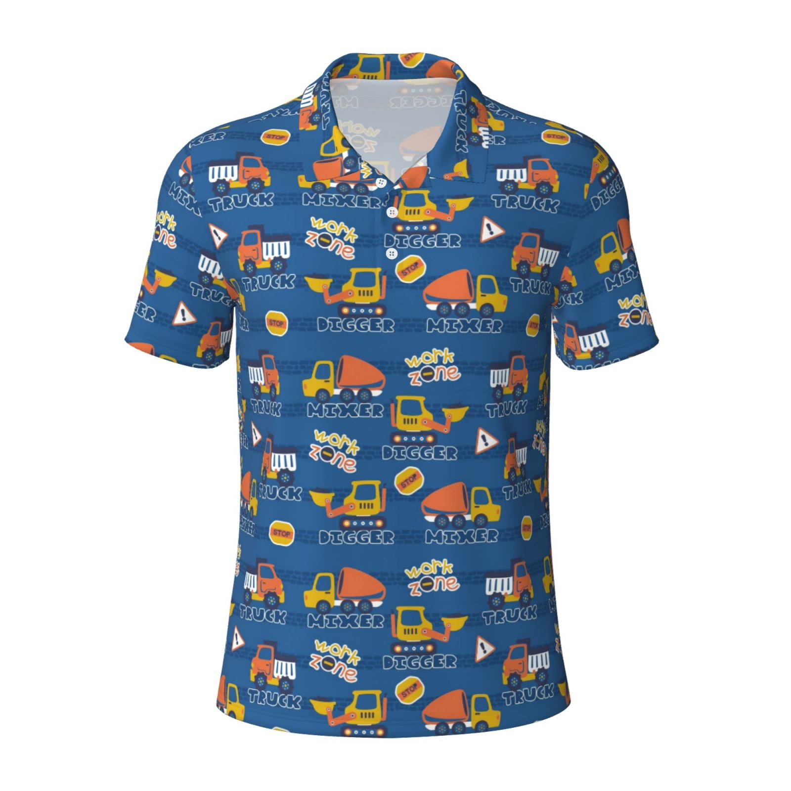 Cauagu Construction Vehicles Print Men's Polo Shirts, Short-Sleeve Polo ...