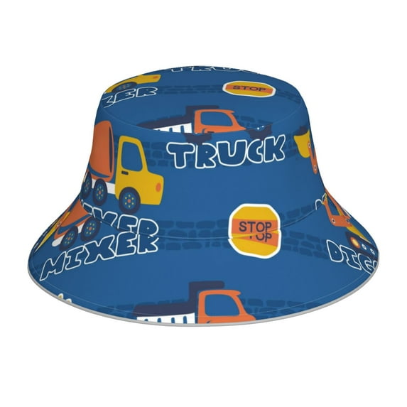 Cauagu Construction Vehicles for Unisex Bucket Hat,Outdoor Summer Beach ...