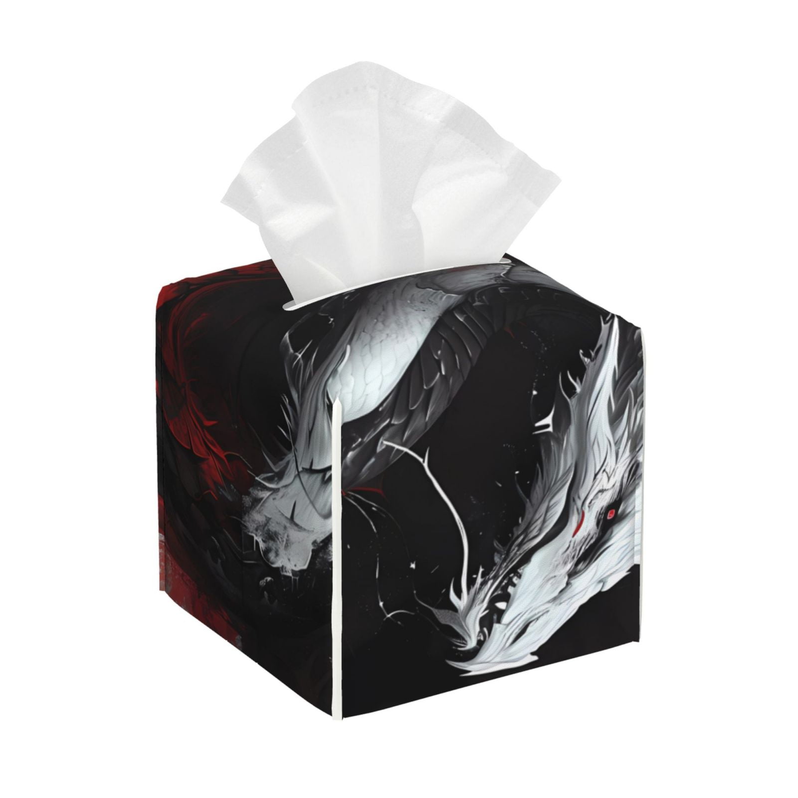 Cauagu Cool Black And White Dragon Print Tissue Box Cover,Leather ...