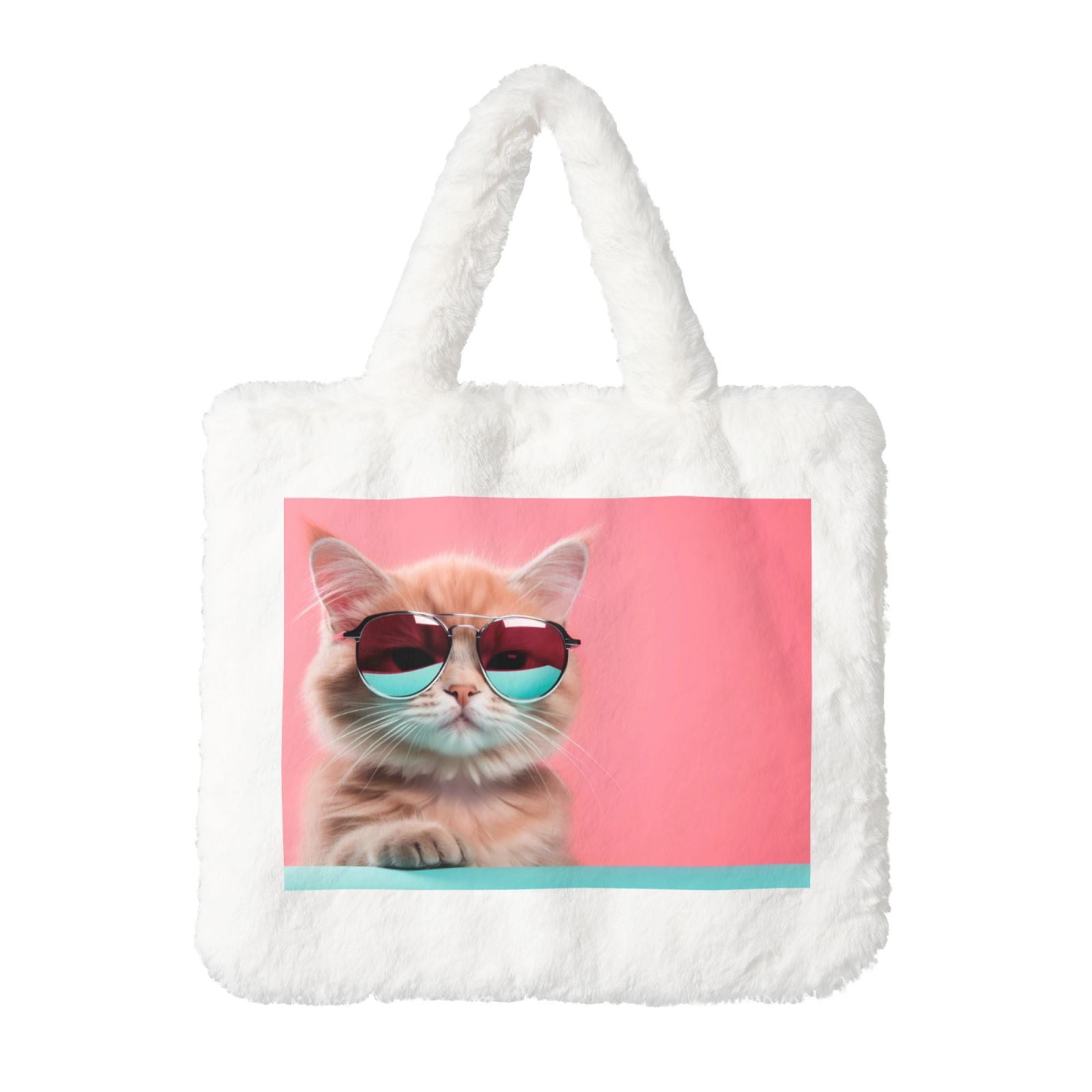 Cauagu Cool Cat Pink Sunglasses Pattern Women's Plush Tote Bag,Soft ...
