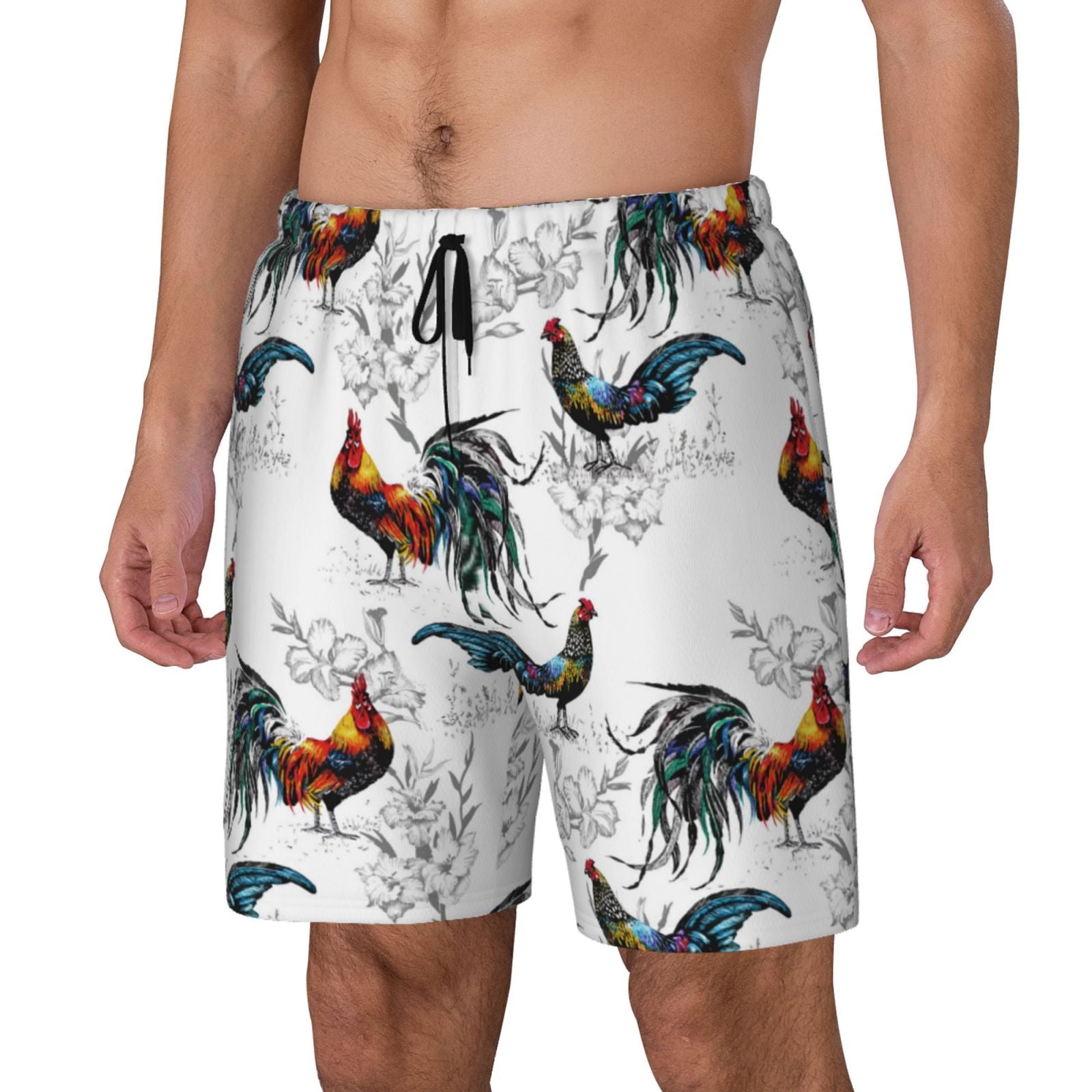 Cauagu Cool Chicken Print Mens Swim Trunks Quick Dry Board Shorts Swim ...