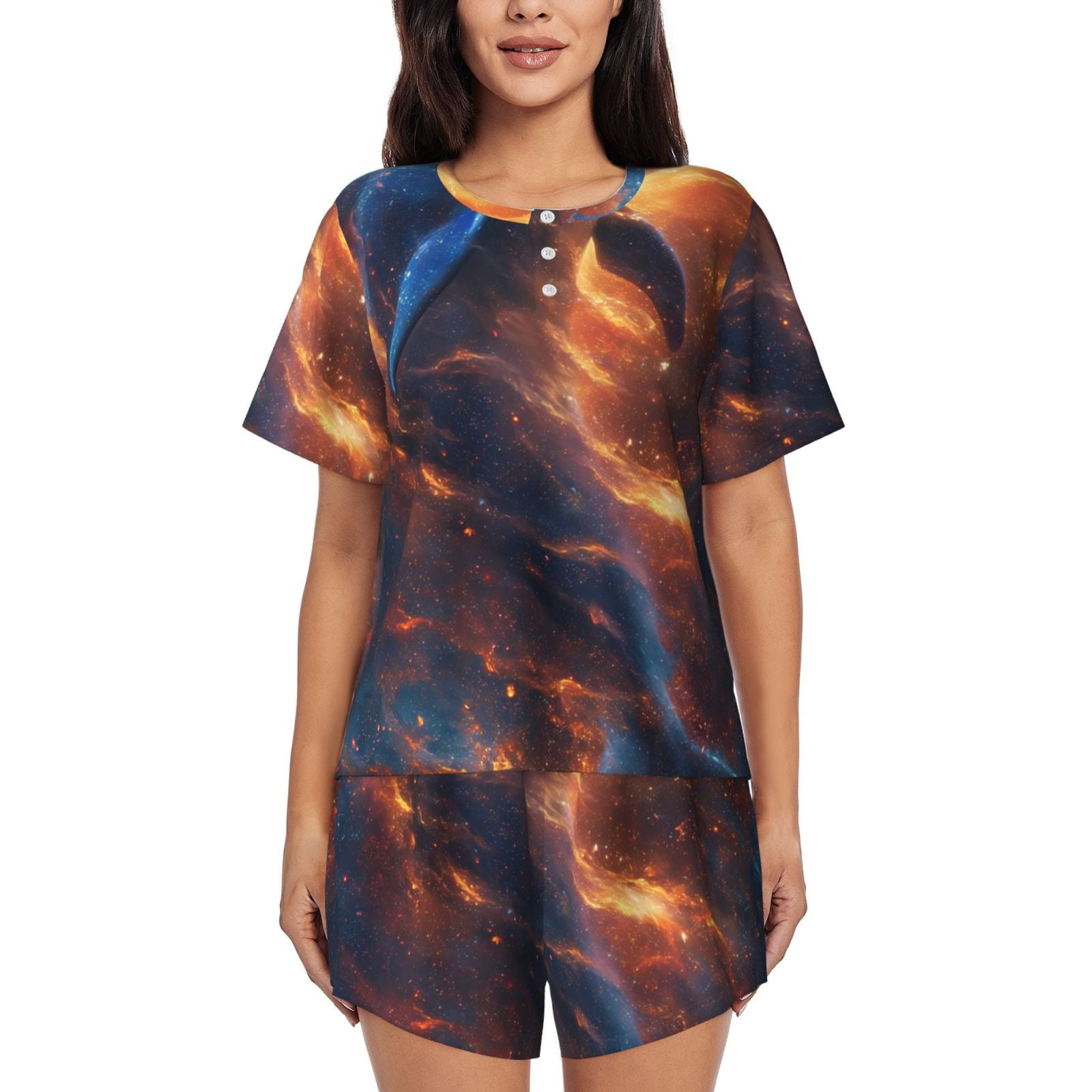 Cauagu Cool Dolphin for Women's Round Neck Pajama Set,Short-Sleeved Pajamas Soft Sleepwear Set ...