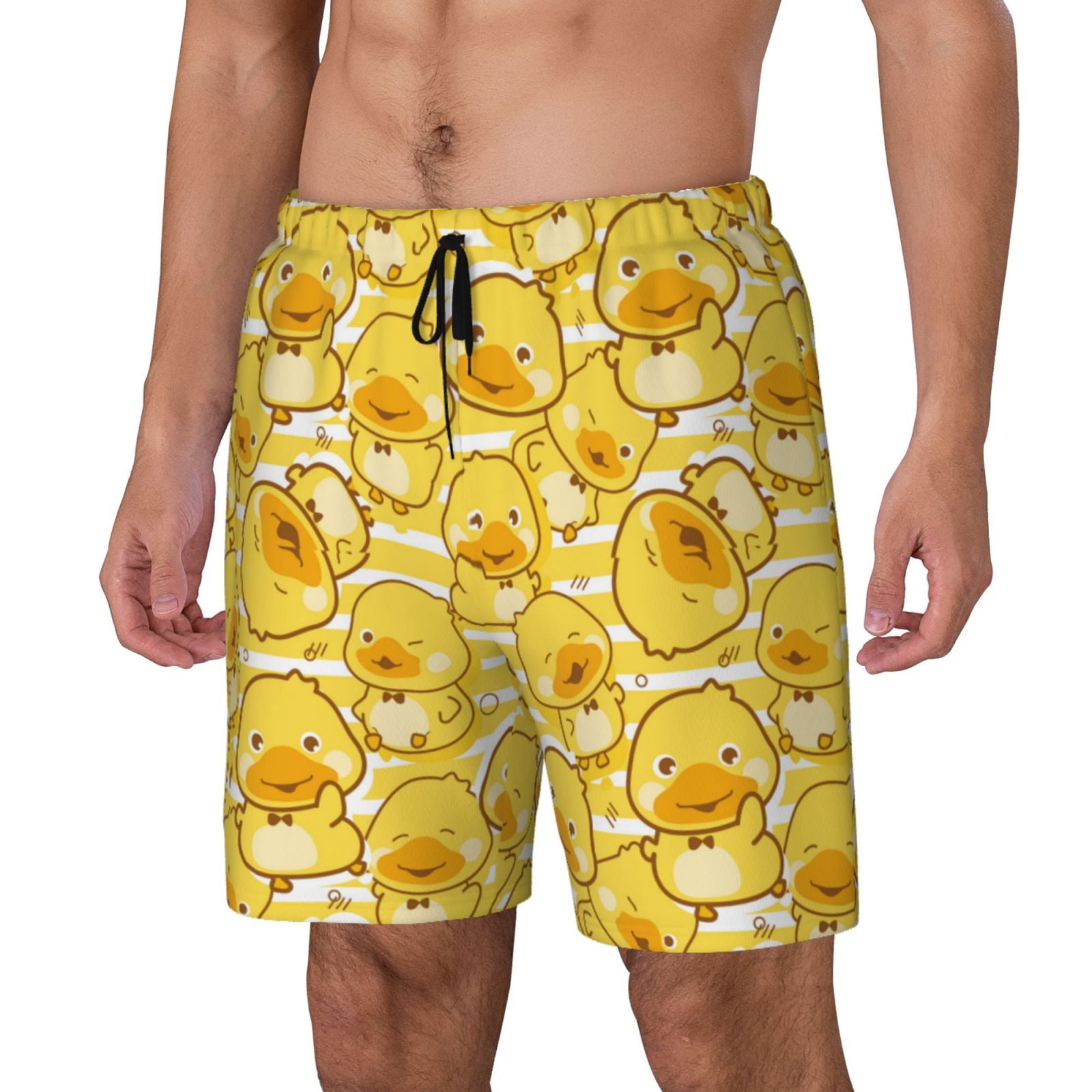 Cauagu Cool Duck With Yellow Strip Print Mens Swim Trunks Quick Dry ...
