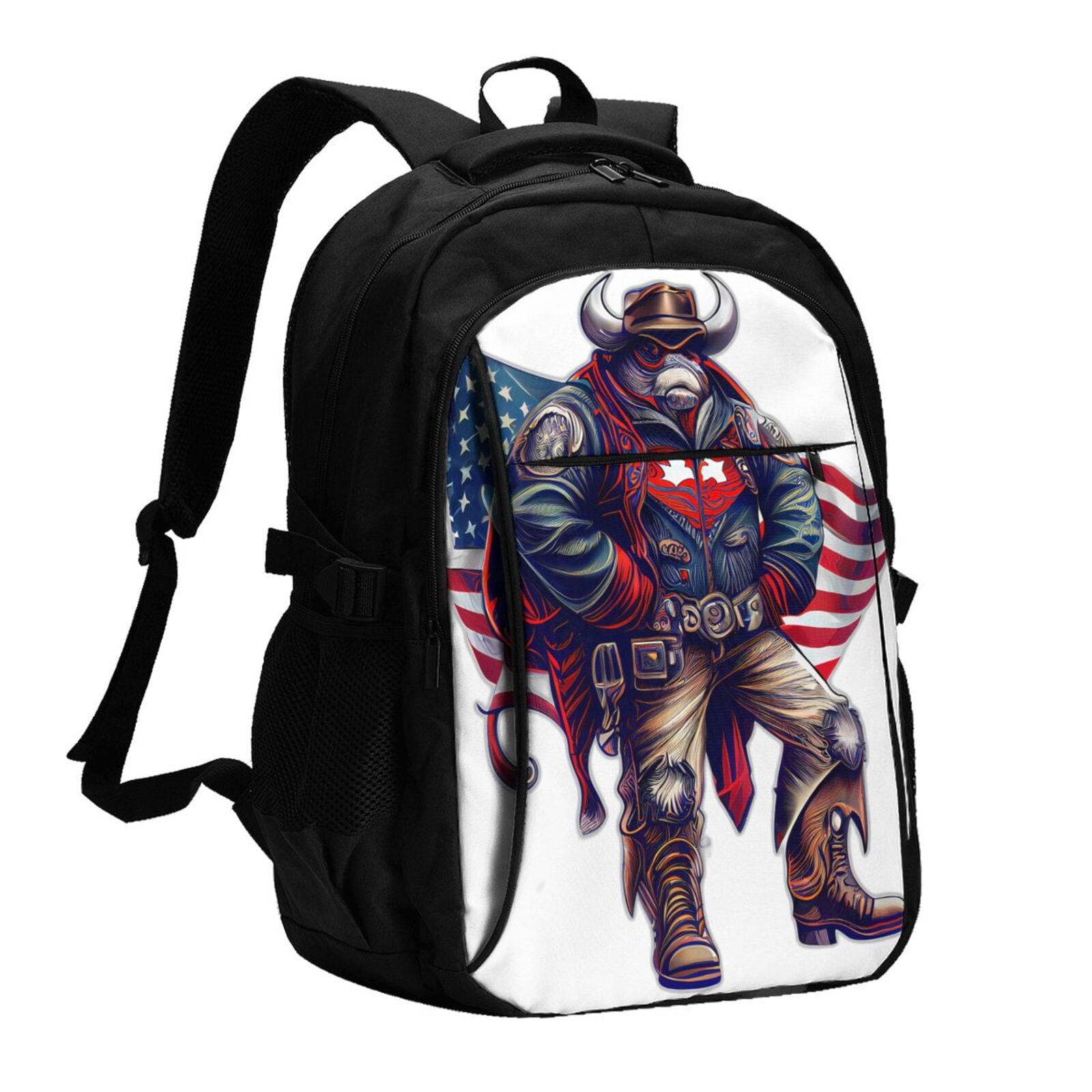 Cauagu Cool Patriotic Buffalo Cowboy Print Travel Laptop with USB ...