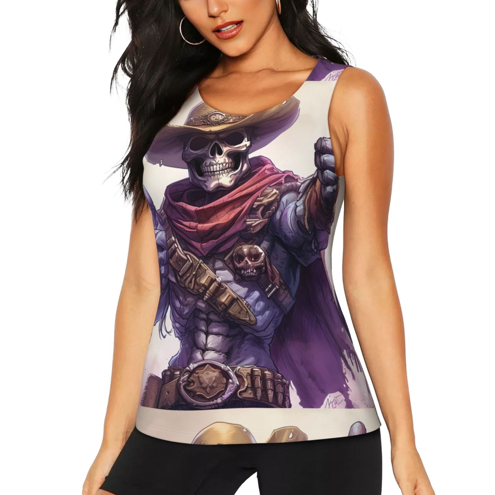 Cauagu Cool Skull Cowboy for Women's Workout Tank Tops Sleeveless ...