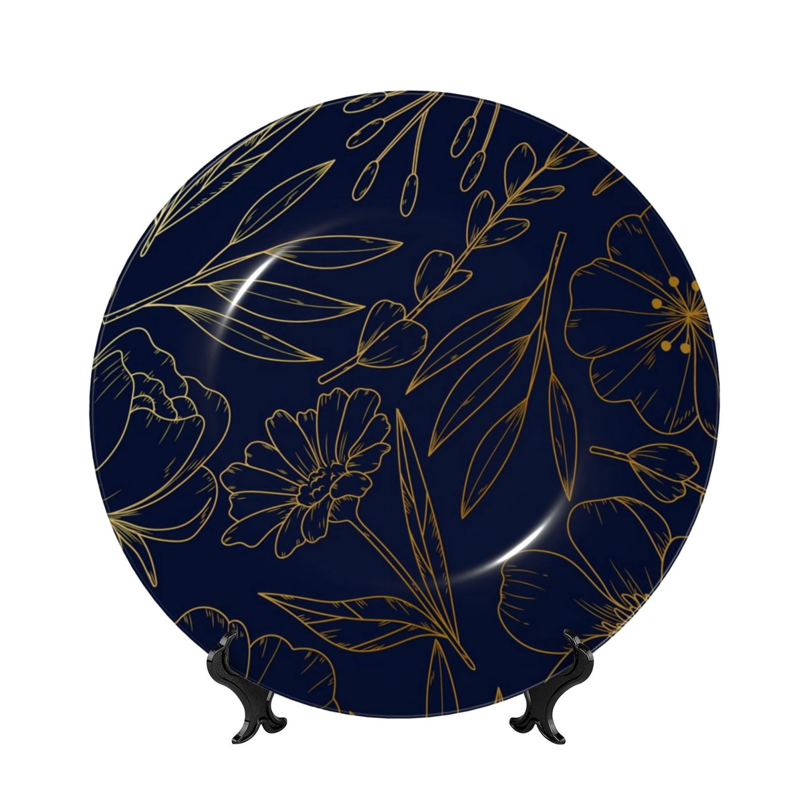 Cauagu Copper-Gold Gloss Outline Flower Print Bone China Decorative ...
