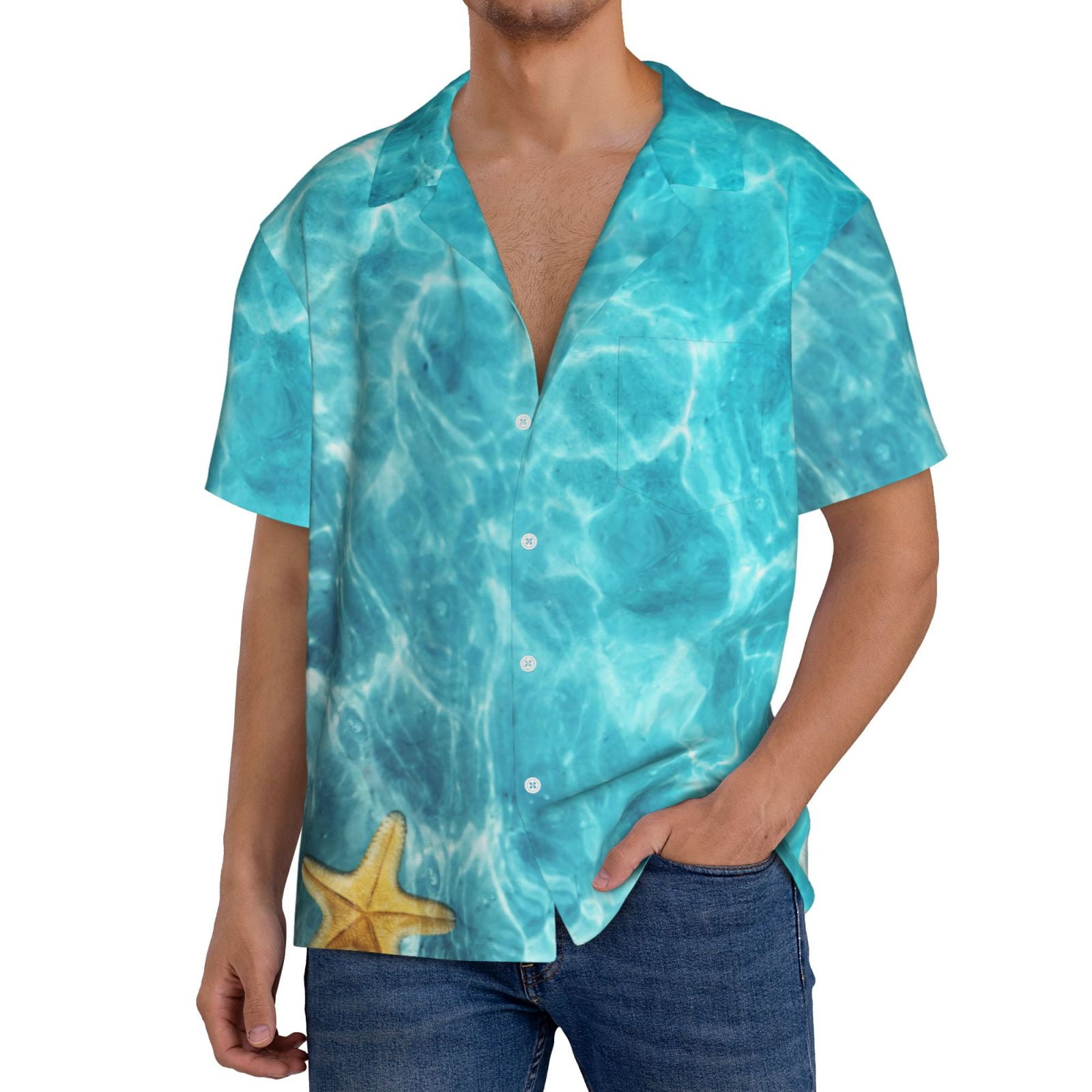 Cauagu Coral And Seashell On The Beach Men's Short Sleeve Button Down ...