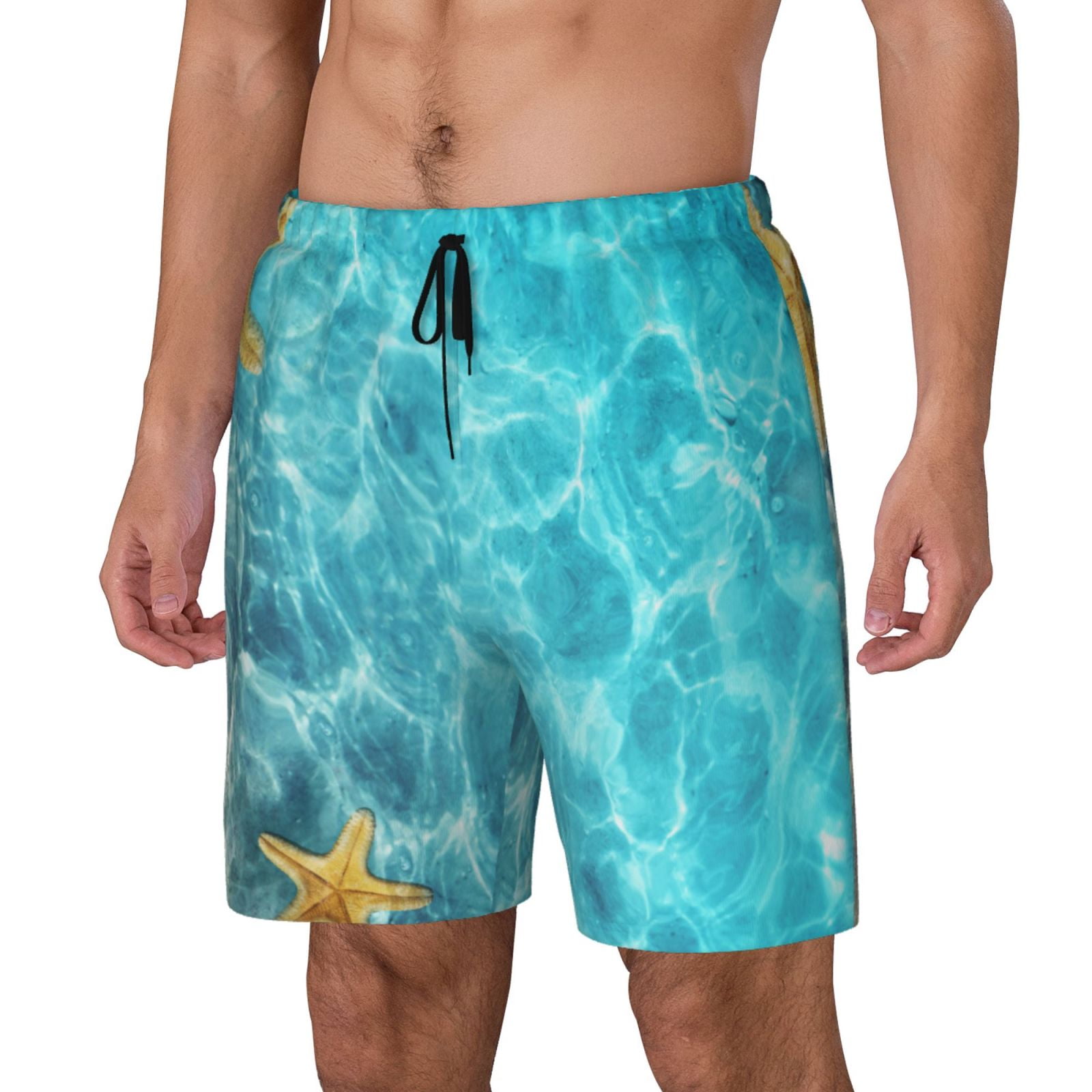 Cauagu Coral And Seashell On The Beach Print Mens Swim Trunks Quick Dry ...