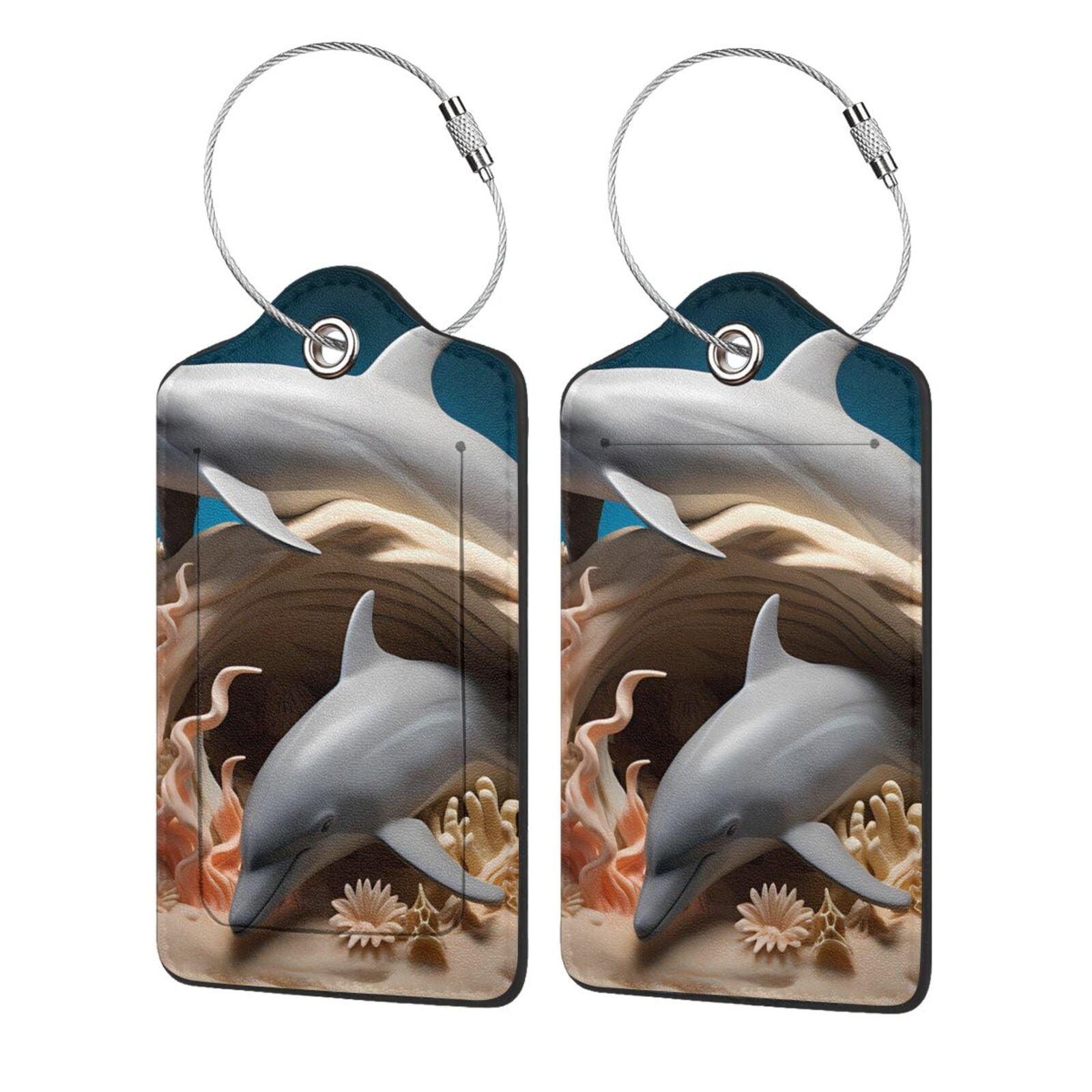 Cauagu Coral Fish Dolphin Pattern Luggage Tags,Leather Luggage Tags ...