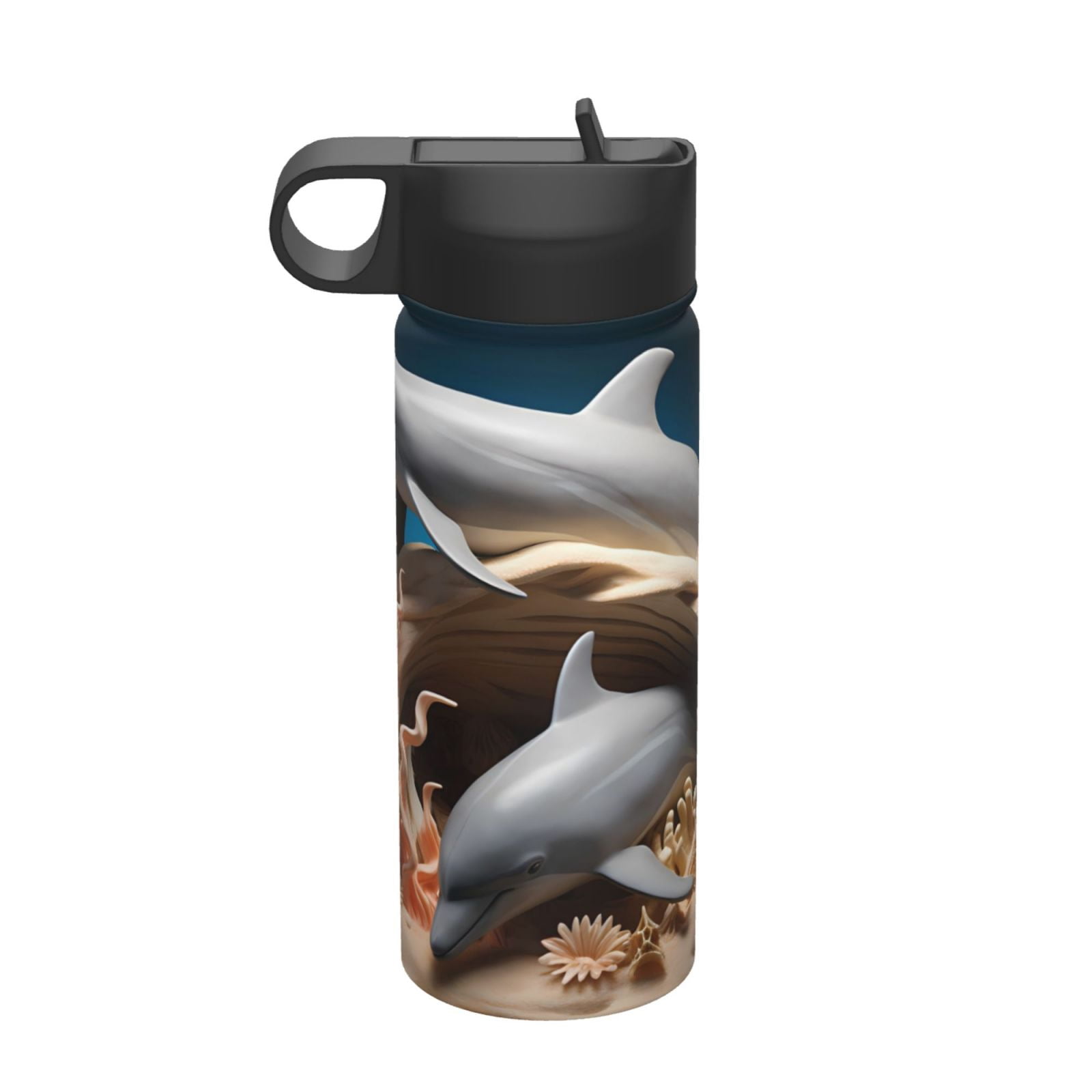 Cauagu Coral Fish Dolphin for 18 oz Water Bottle With Straw,Stainless ...