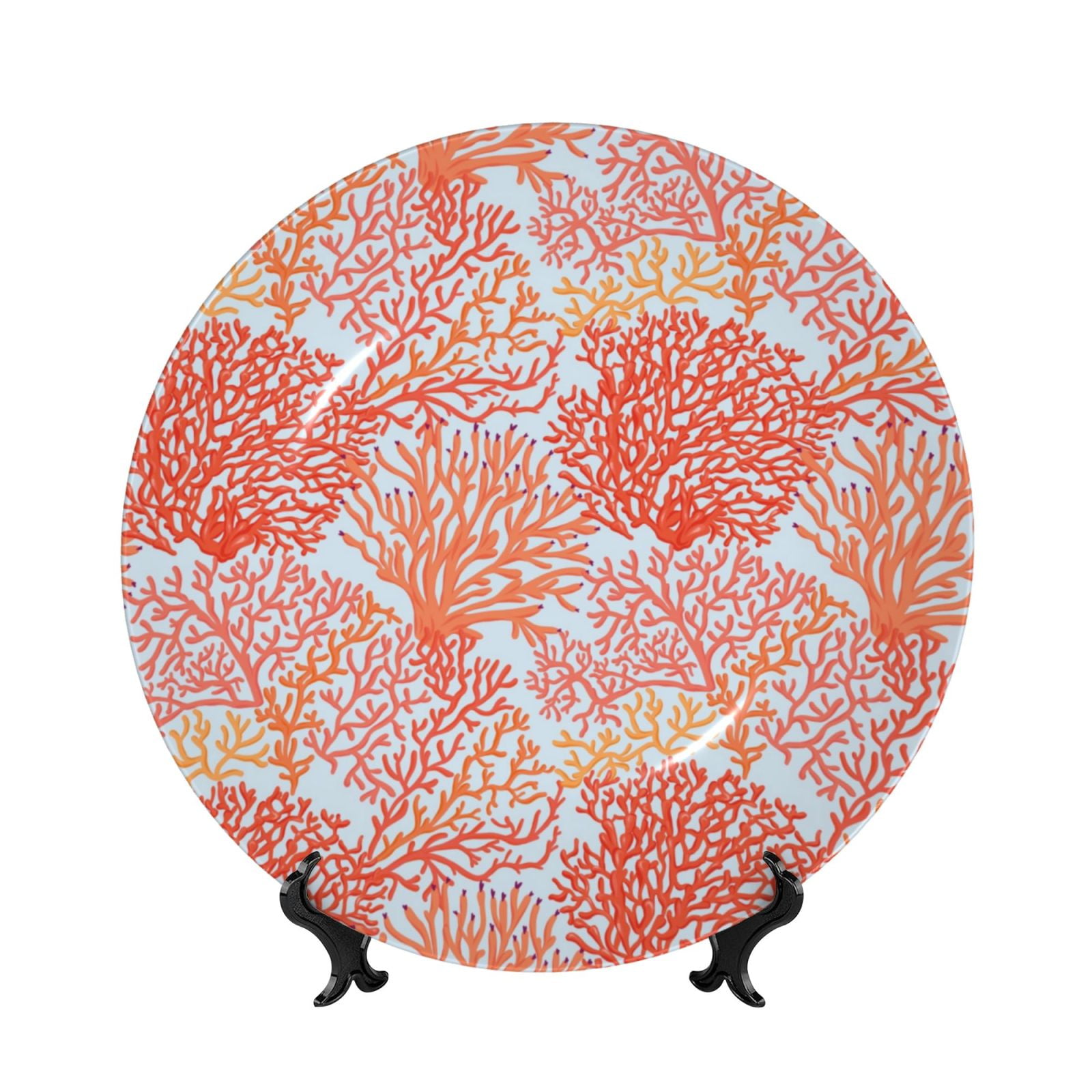Cauagu Corals Print Bone China Decorative Plate, Wall Mount Plate ...
