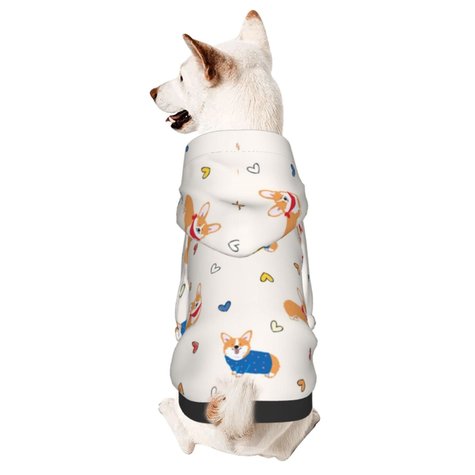 Cauagu Corgi Dog And Heart Pattern Winter Pet Hoodie Sweatshirts- Dog ...