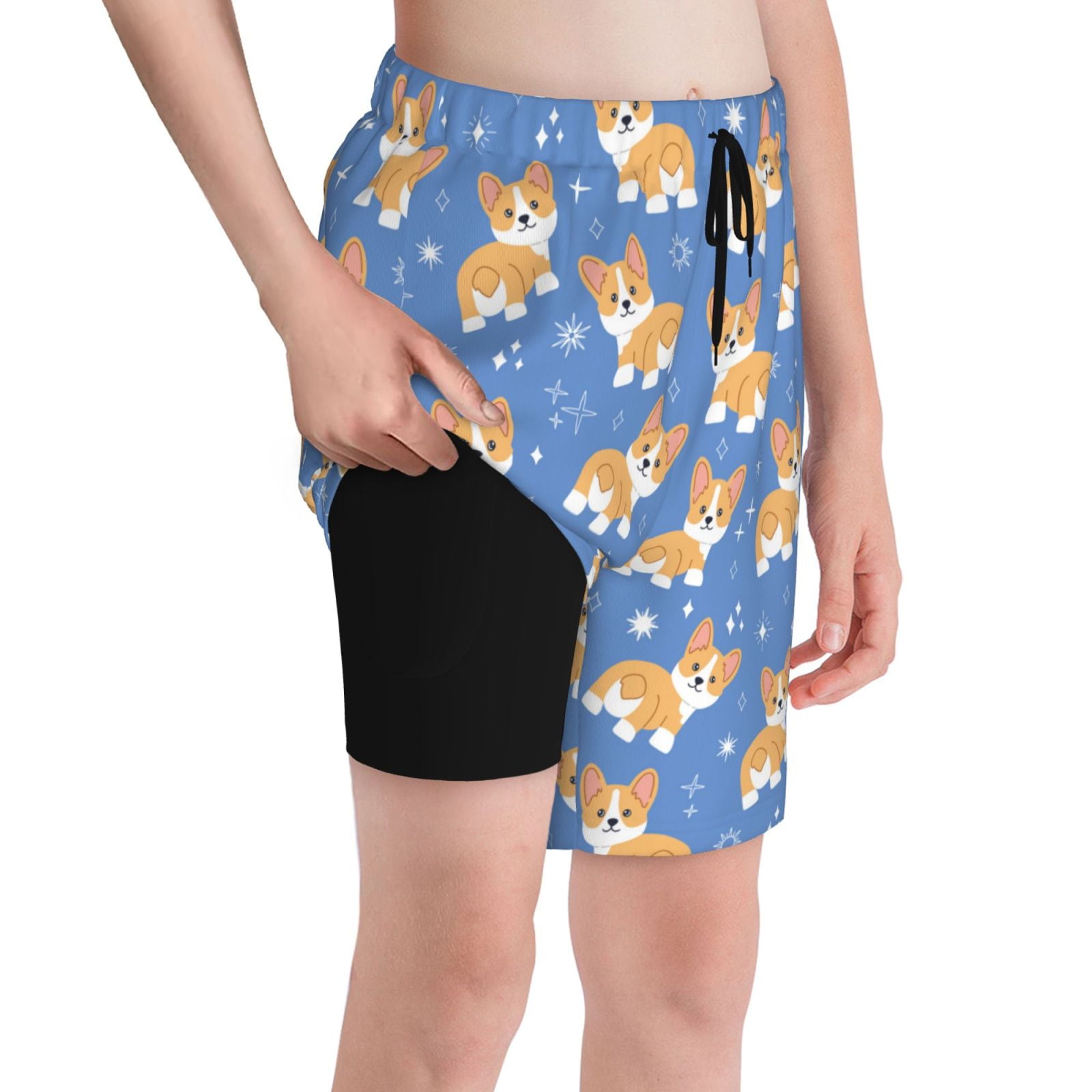 Cauagu Corgi Print Swim Trunks for Men,Youth Boys Swim Shorts ...
