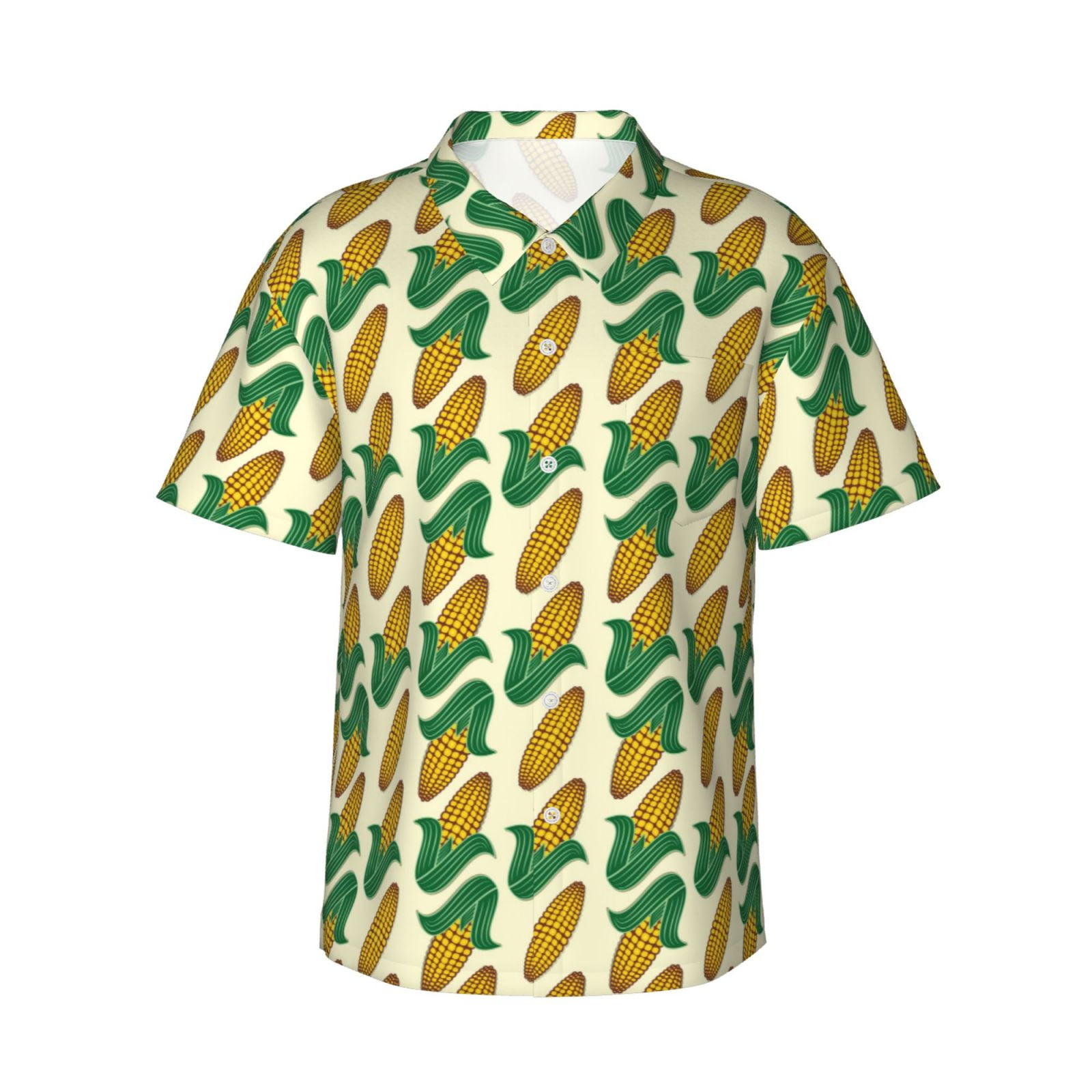 Cauagu Corn Print Hawaiian Shirt for Men,Casual Short Sleeve Button ...