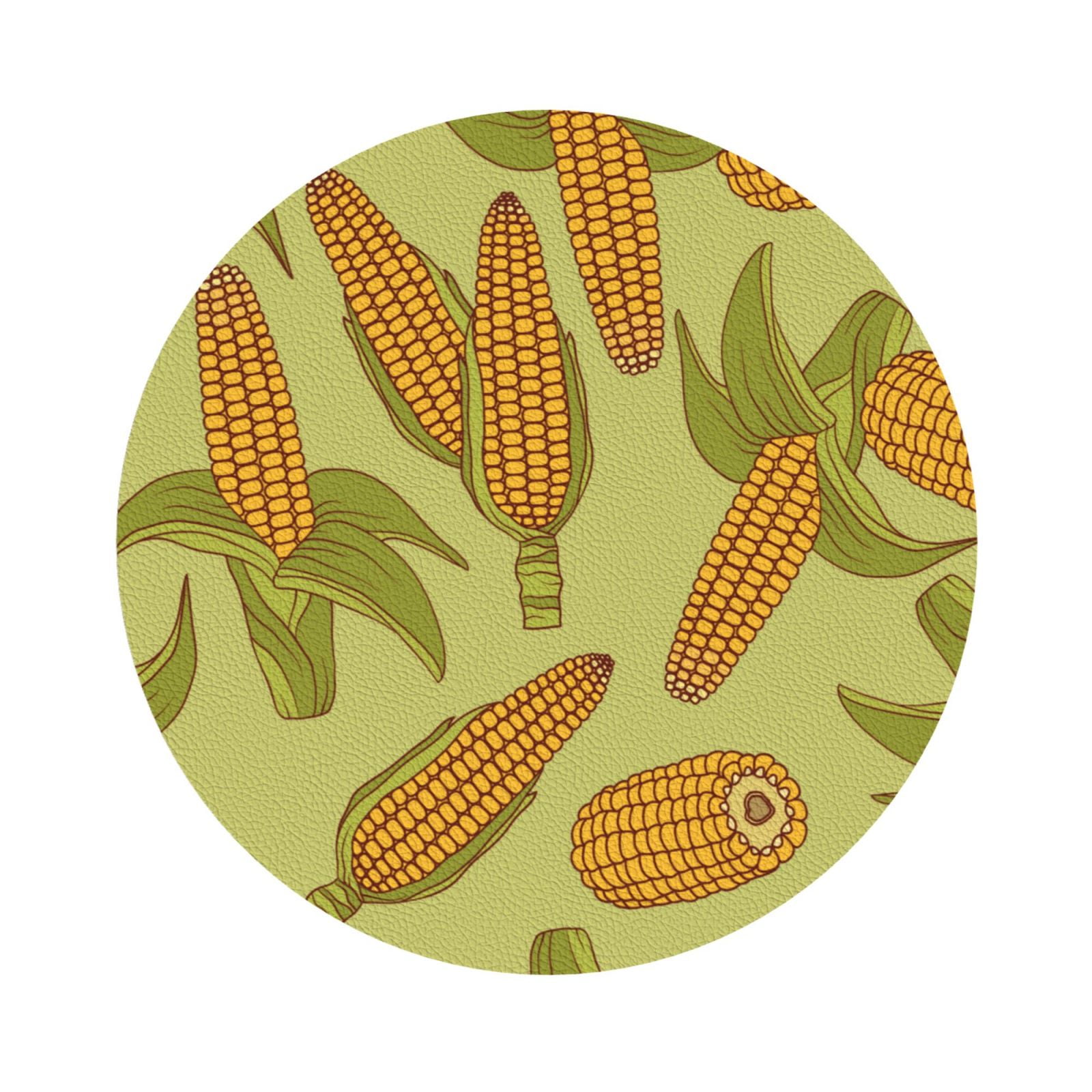 Cauagu Corn for Round Coaster,Drink Coasters Set of 4 Leather Bar Beer ...