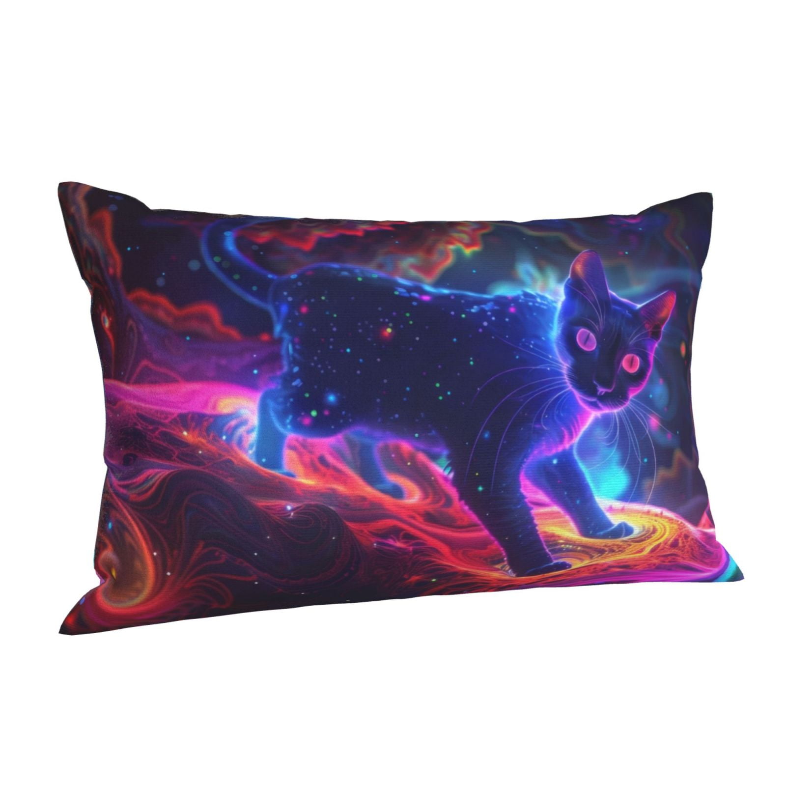 Cauagu Cosmic Cat Psychedelic Journey Print Pillow Covers with Envelope ...