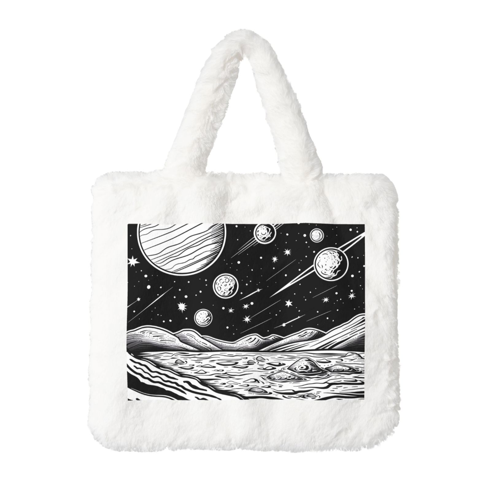 Cauagu Cosmic Landscape Celestial Art Pattern Women's Plush Tote Bag ...