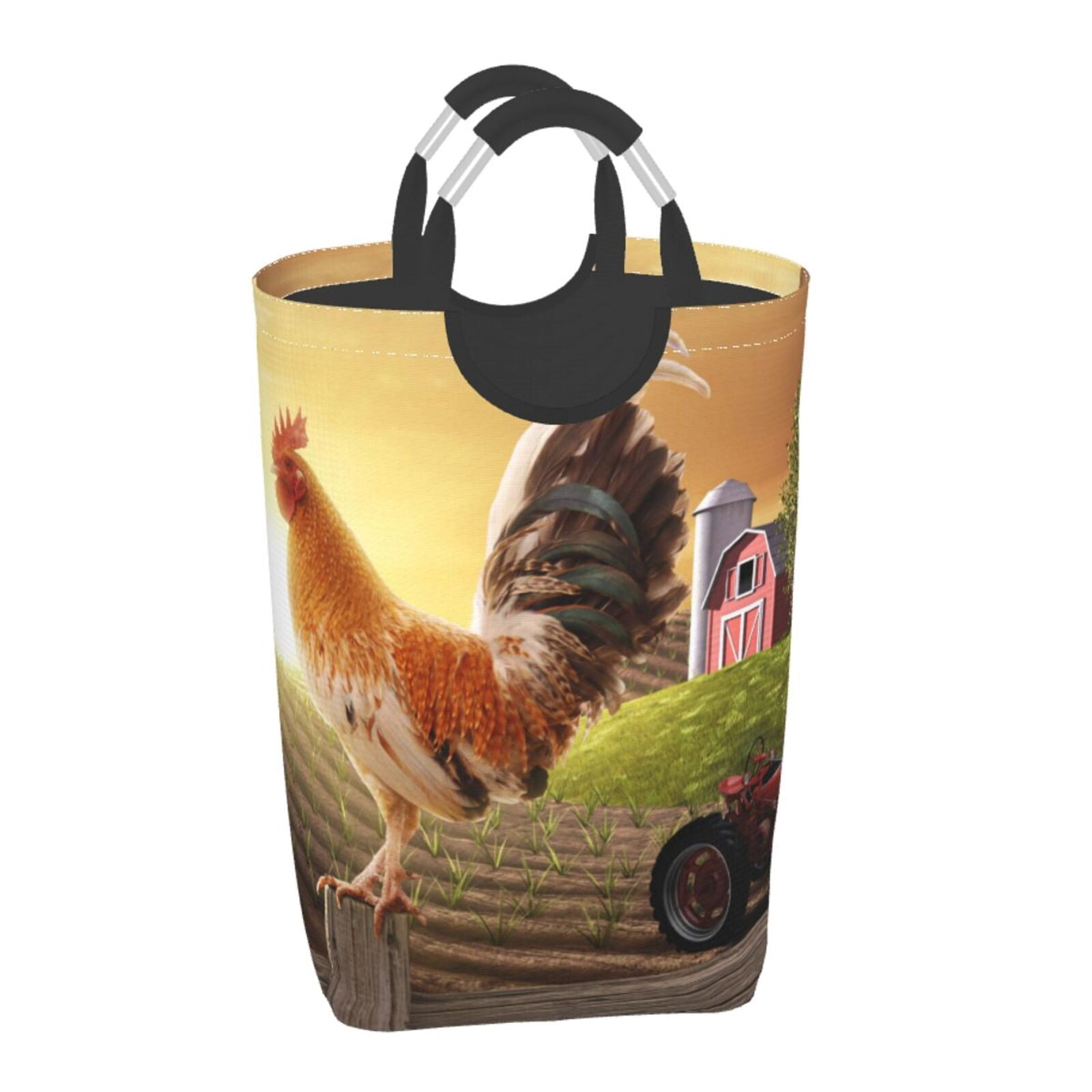 Cauagu Country Farm Morning Rooster Print Hamper Basket Bin,Extra Large ...