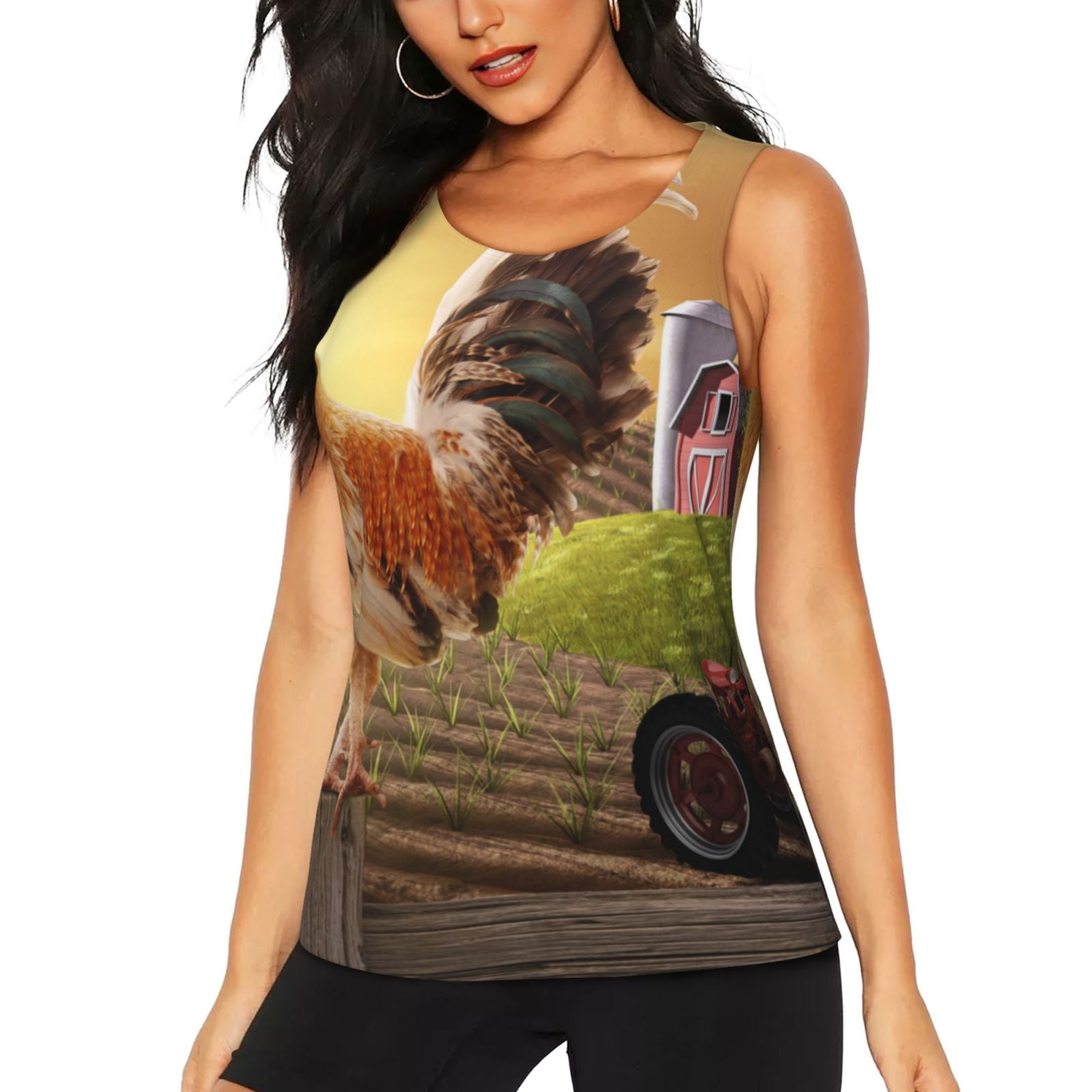 Cauagu Country Farm Morning Rooster for Women's Workout Tank Tops ...