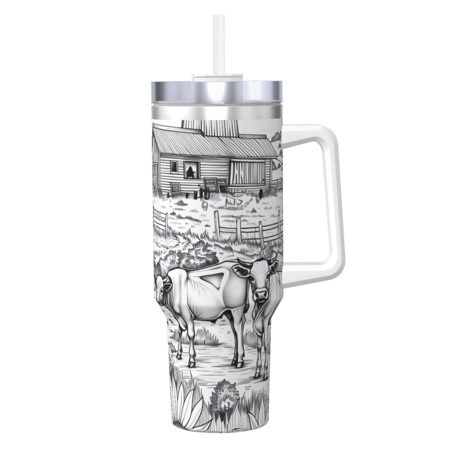 Cauagu Country Farm Scene Print Stainless Steel Vacuum Insulated ...
