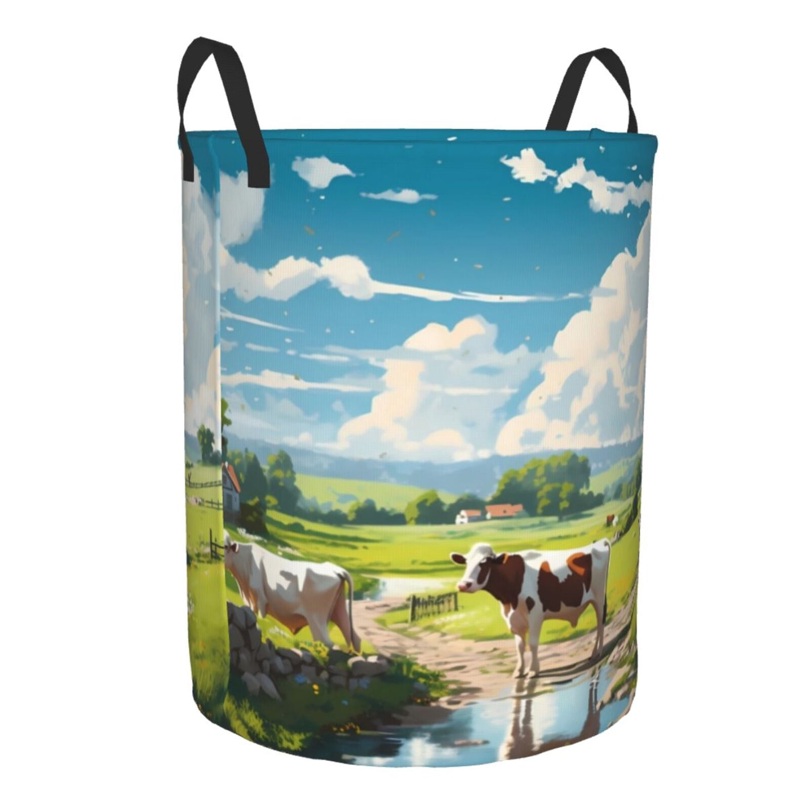 Cauagu Countryside Farm Cow for Laundry Basket,Collapsible Organizer ...